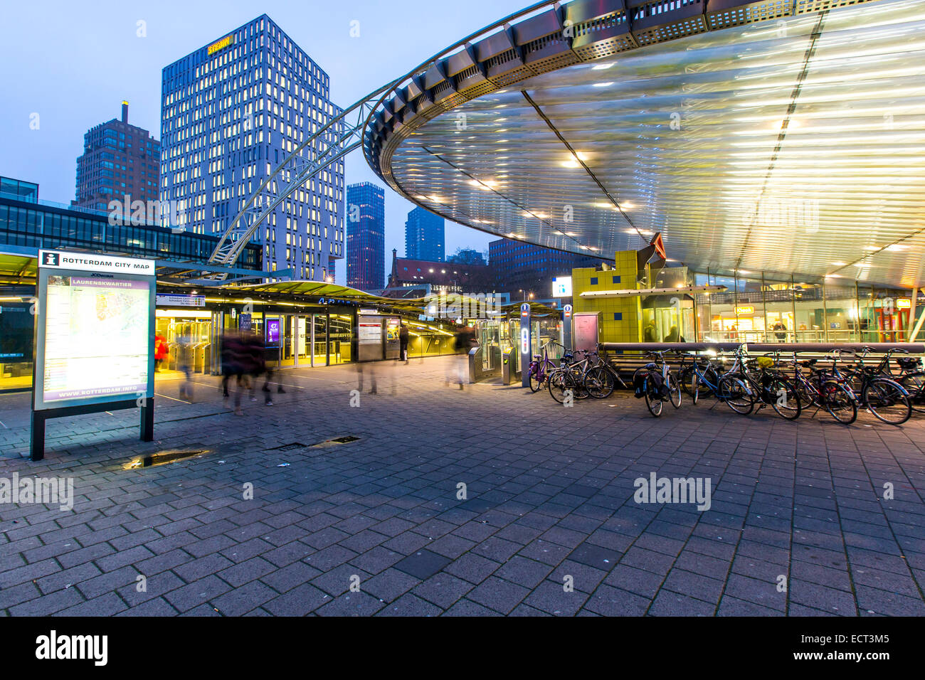 Under- and over-ground metro and tram "Blaak"Railway Station in the ...