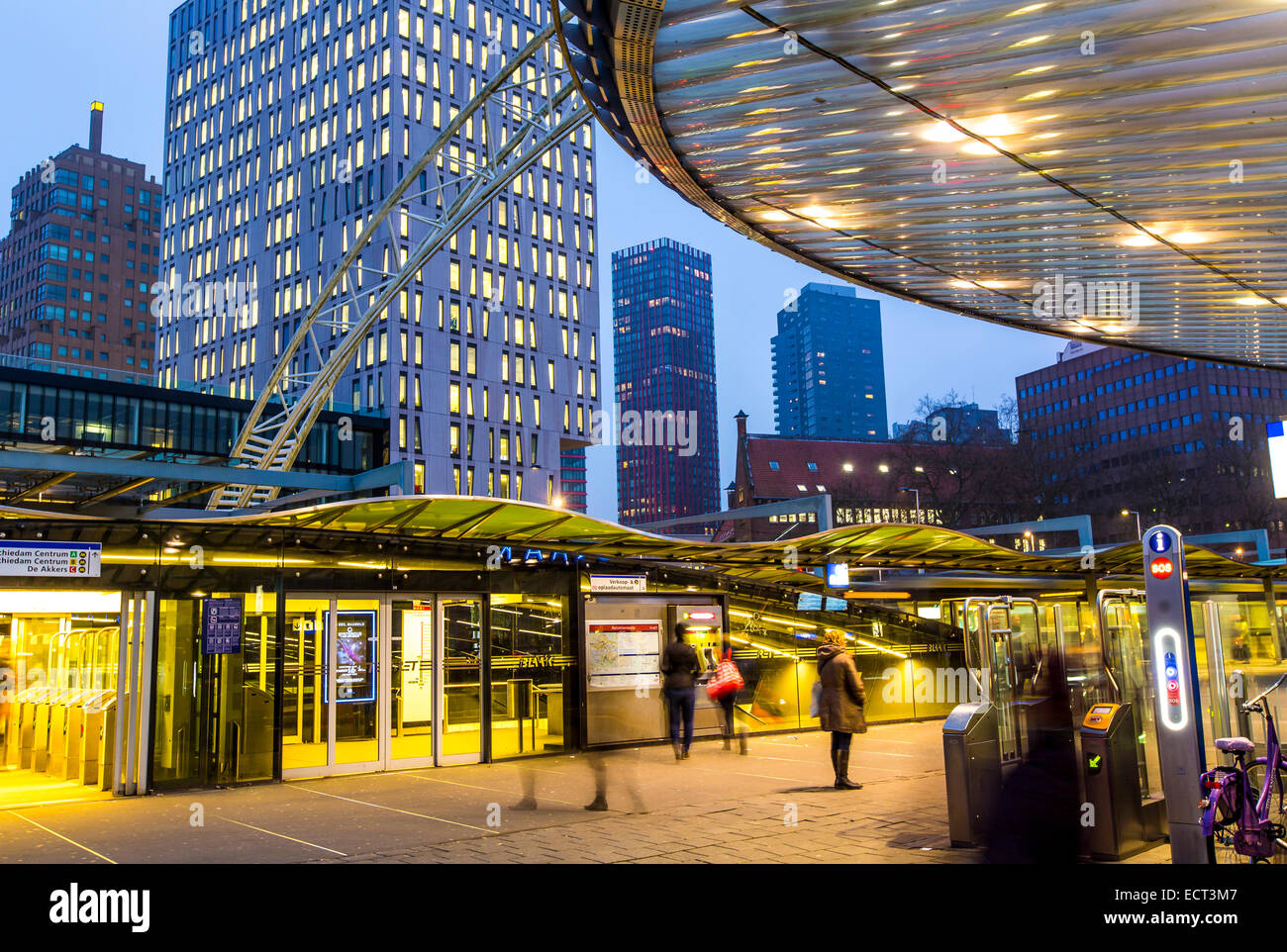 Under- and over-ground metro and tram "Blaak"Railway Station in the ...