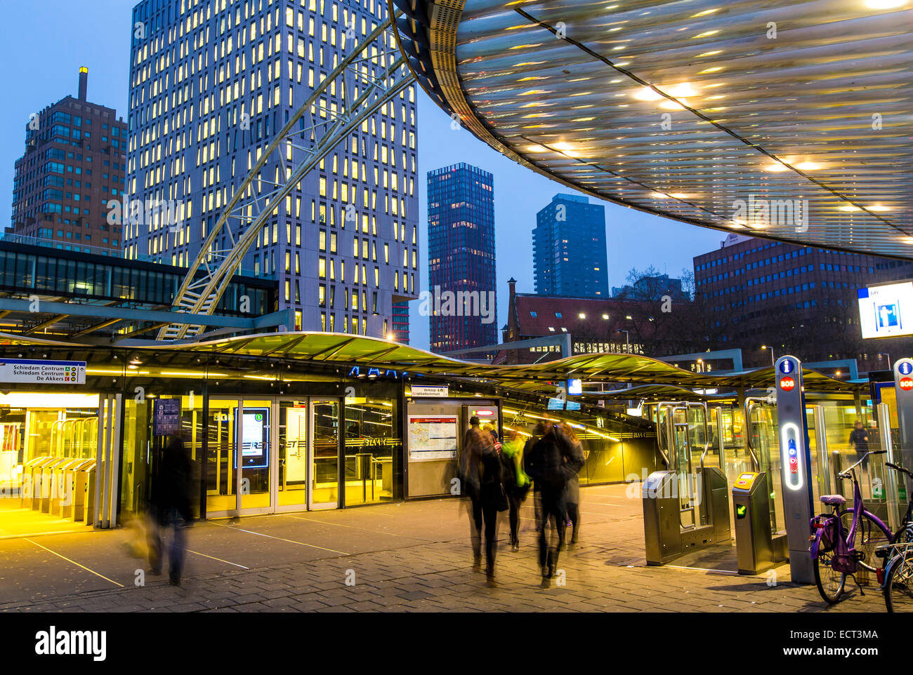Under- and over-ground metro and tram "Blaak"Railway Station in the ...