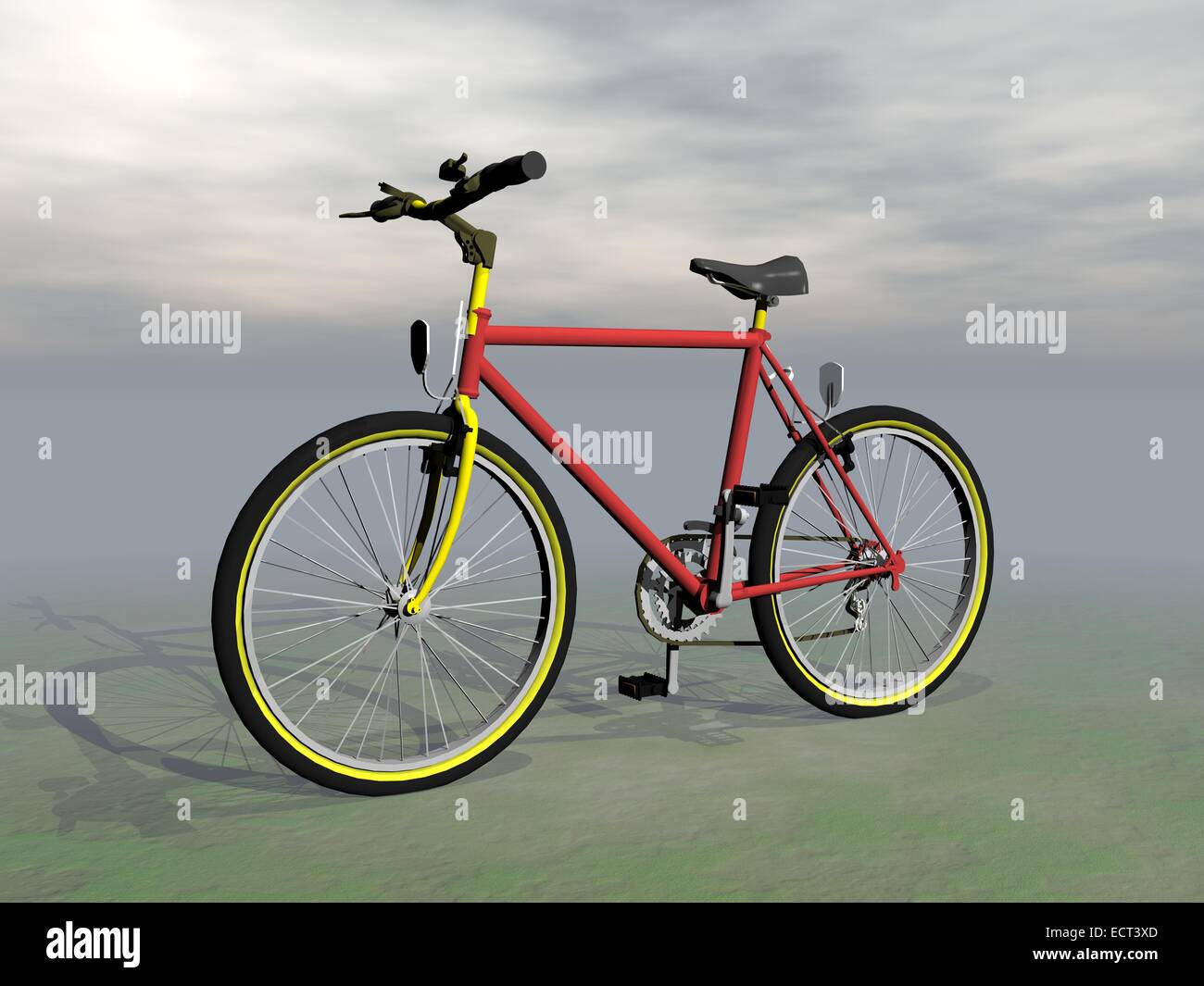 Red mountain bike in grey cloudy background Stock Photo - Alamy