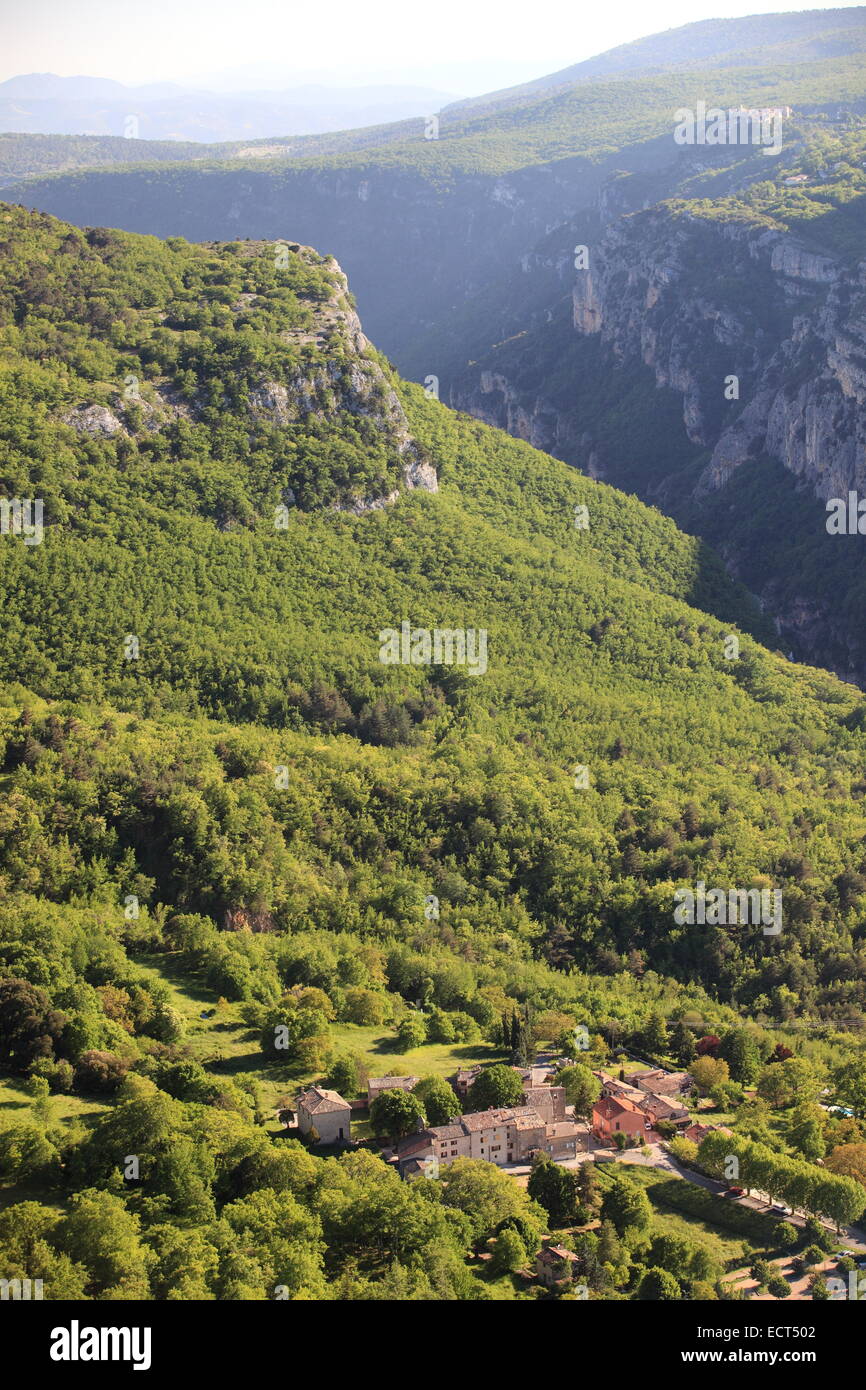 The Loup valley in the Prealpes d'Azur regional park in the back ...