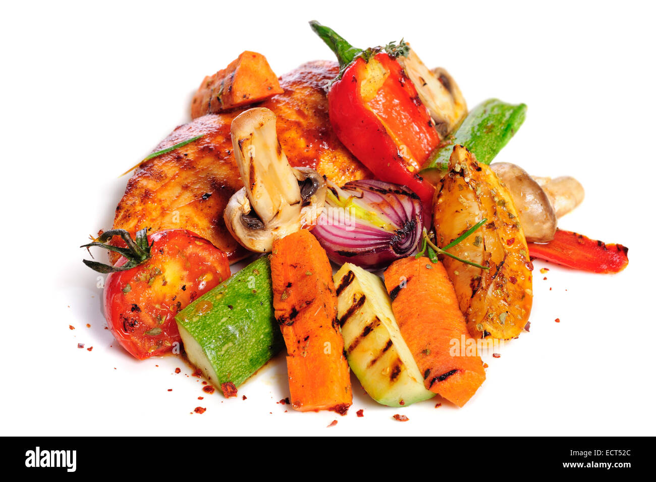 grilled chicken fillet and vegetables Stock Photo - Alamy