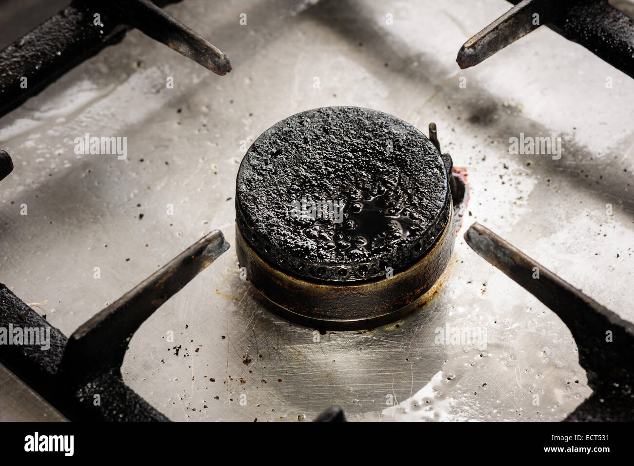 Dirty gas burner closeup Stock Photo - Alamy