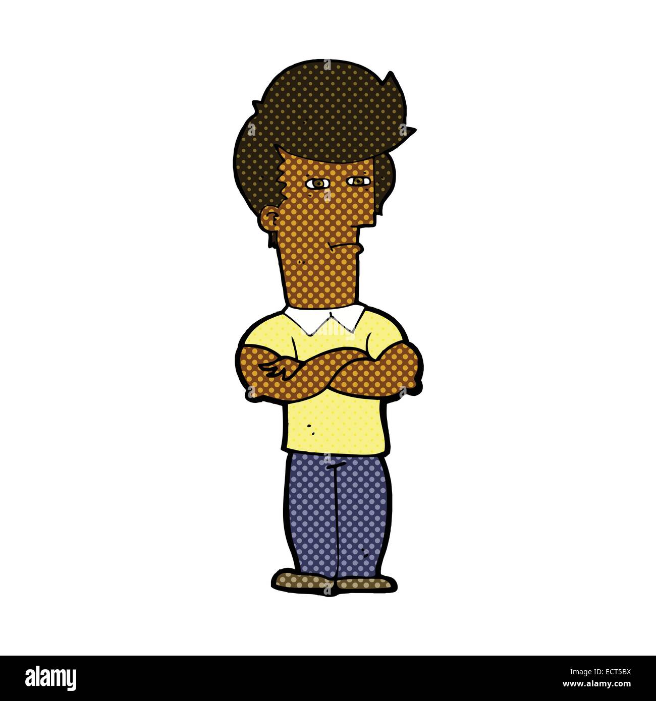 retro comic book style cartoon man with folded arms Stock Vector Image ...