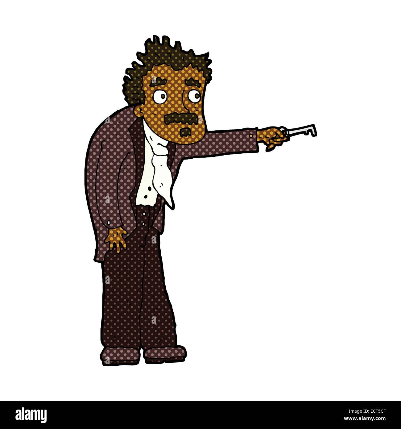 retro comic book style cartoon man trembling with key unlocking Stock ...