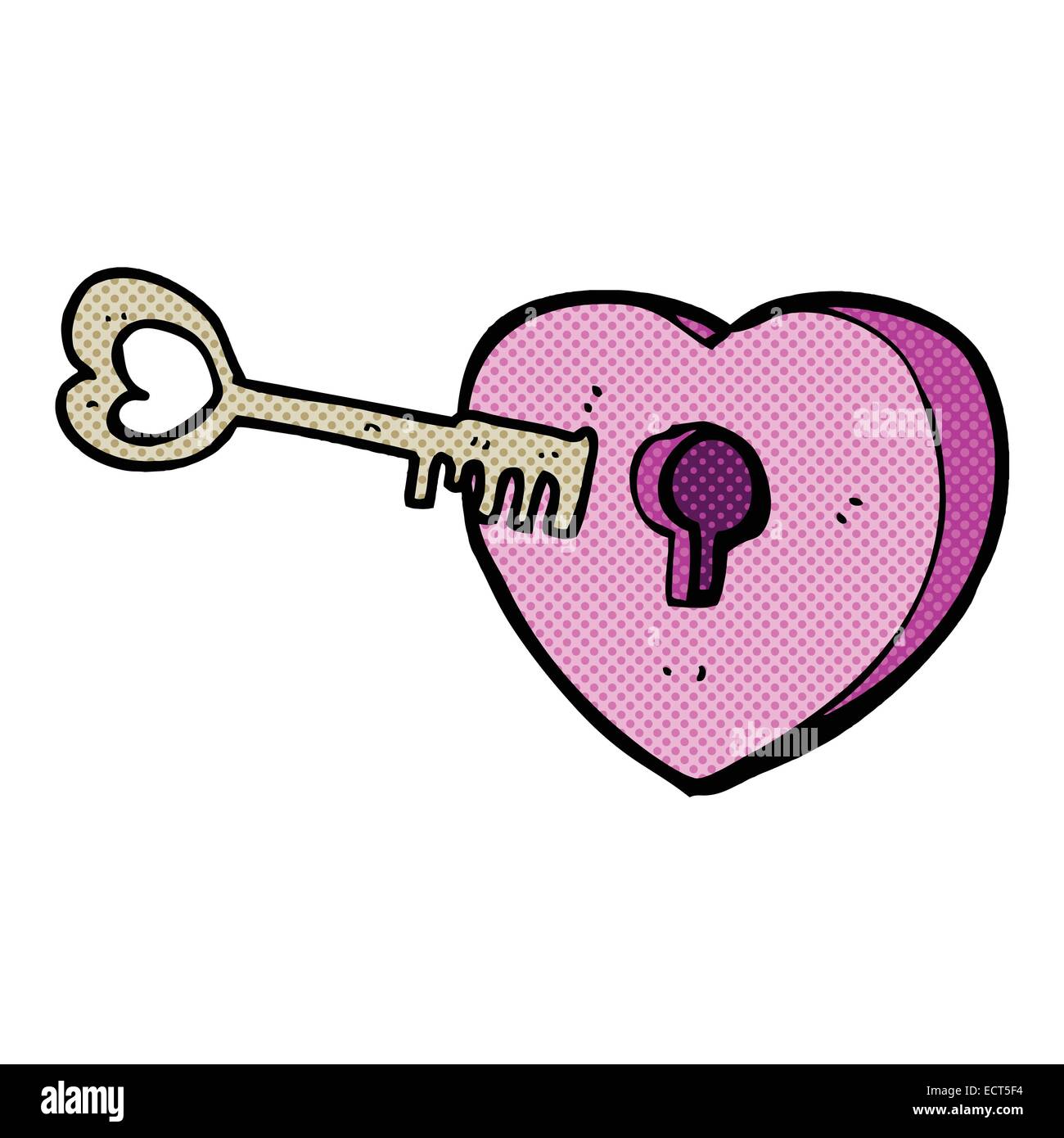 retro comic book style cartoon heart with keyhole Stock Vector Image ...