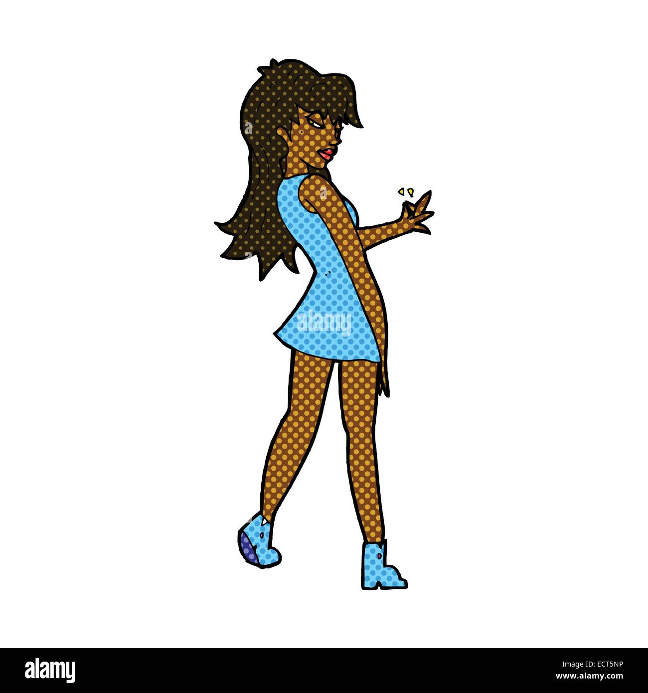 retro comic book style cartoon woman posing in dress Stock Vector Image ...