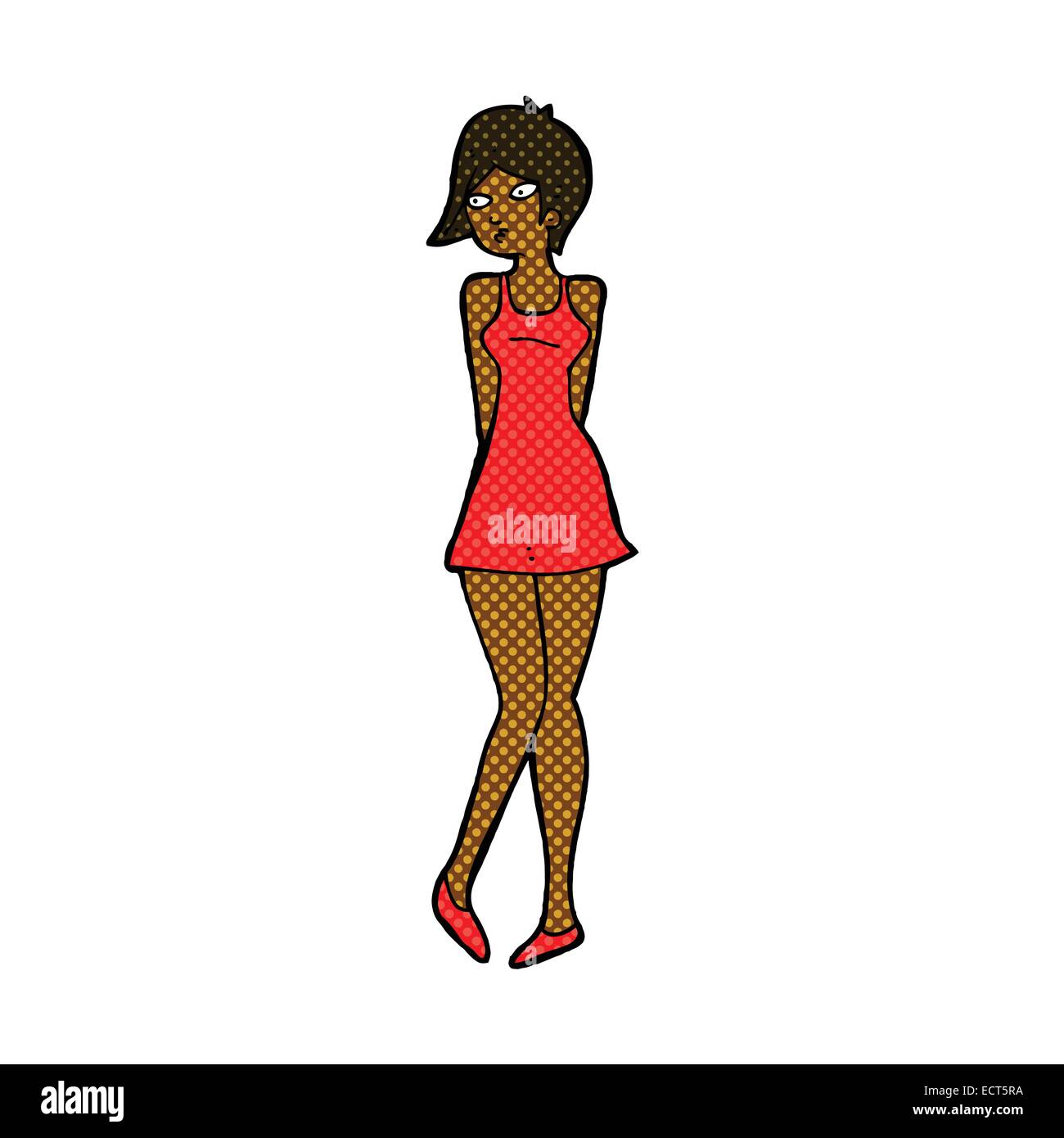 retro comic book style cartoon pretty woman in dress Stock Vector Image ...