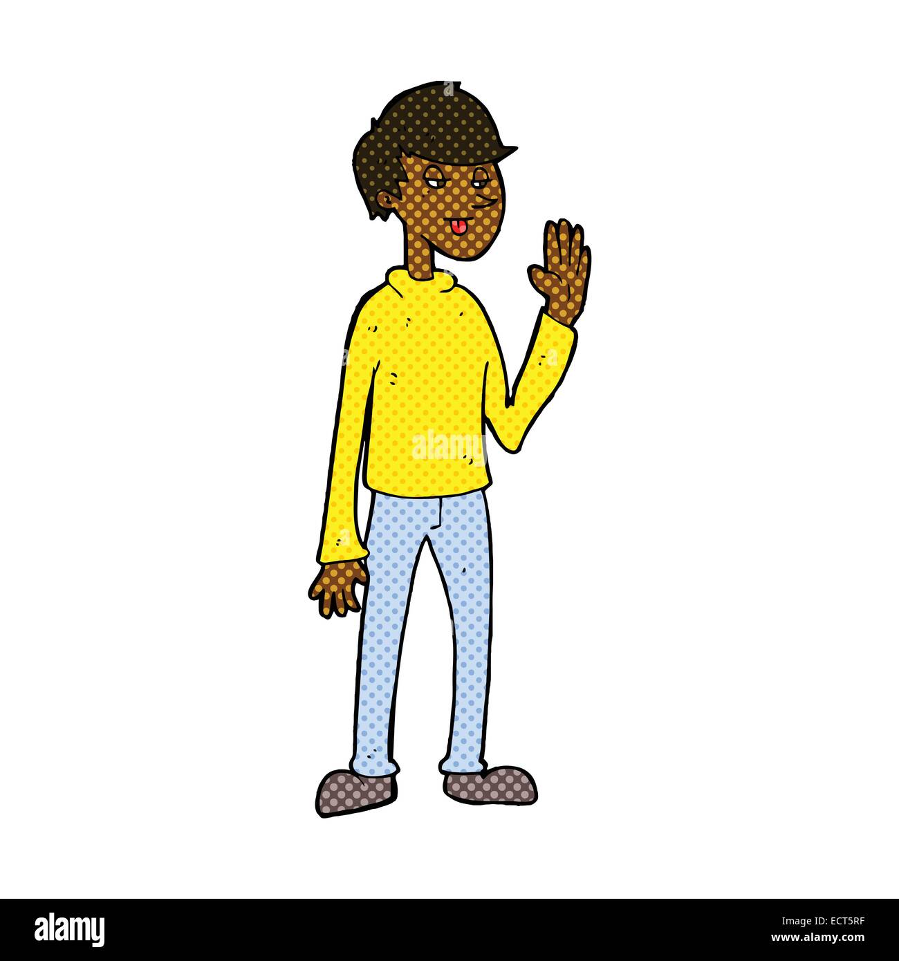 retro comic book style cartoon waving man Stock Vector Image & Art - Alamy