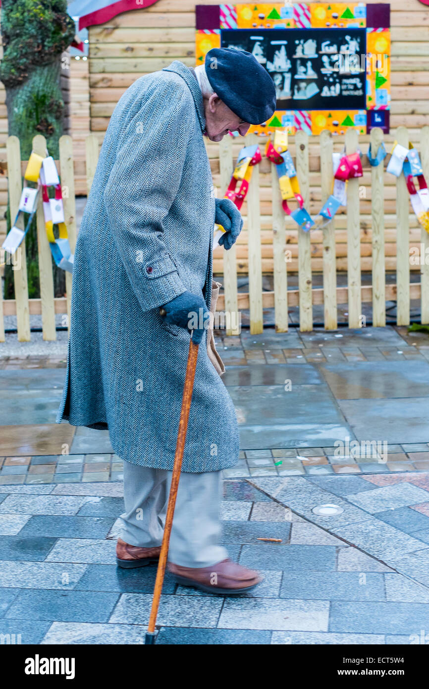 Old man with walking stick in Salisbury Wiltshire Stock Photo - Alamy