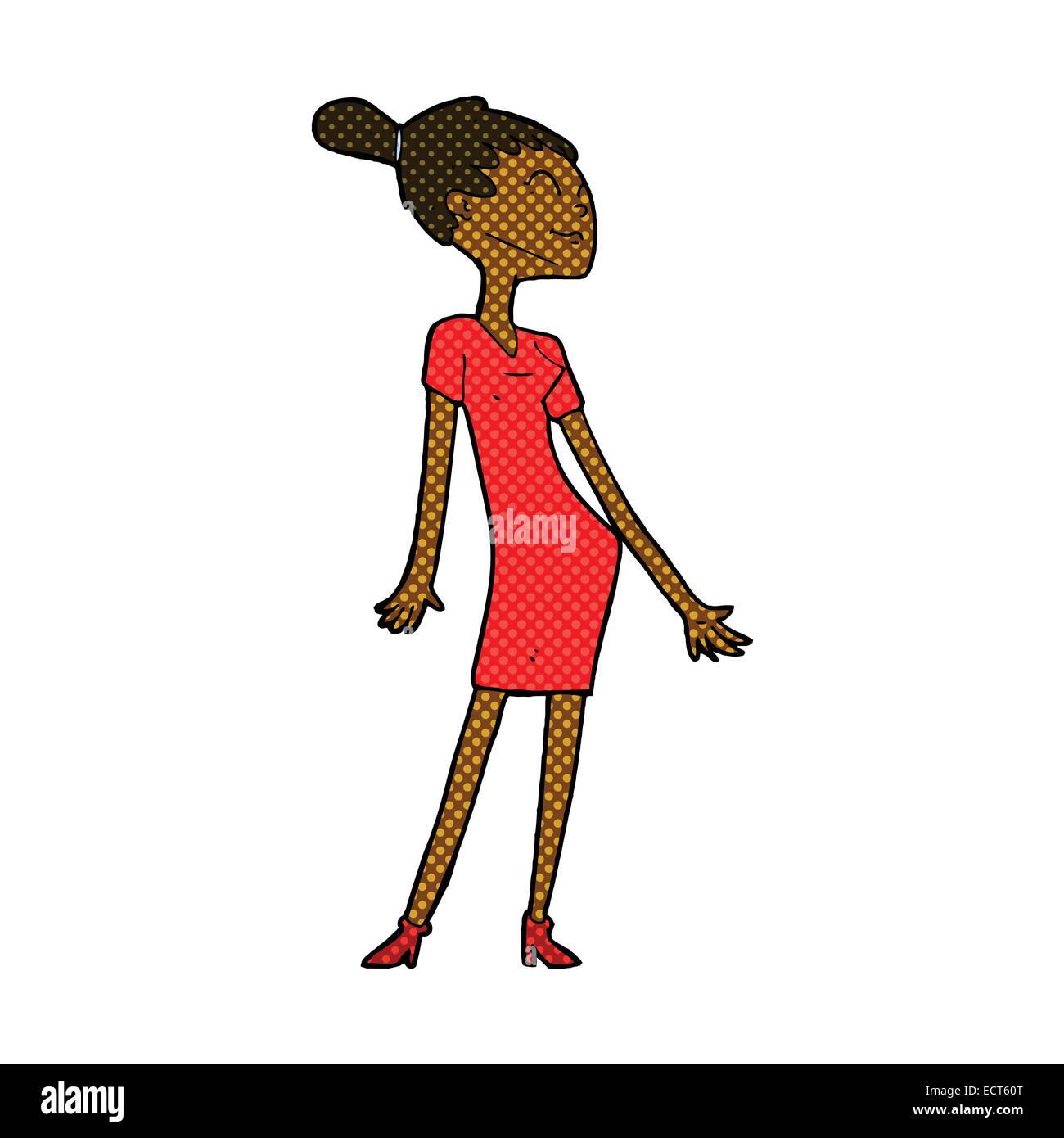 retro comic book style cartoon woman in dress Stock Vector Image & Art ...
