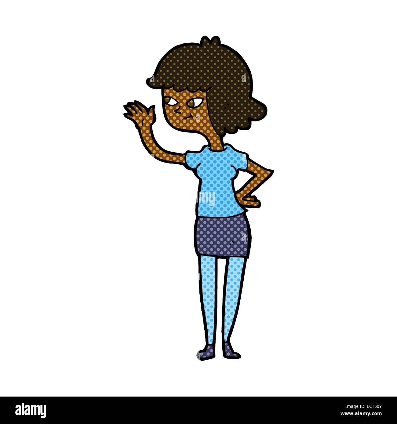 retro comic book style cartoon friendly girl waving Stock Vector Image ...