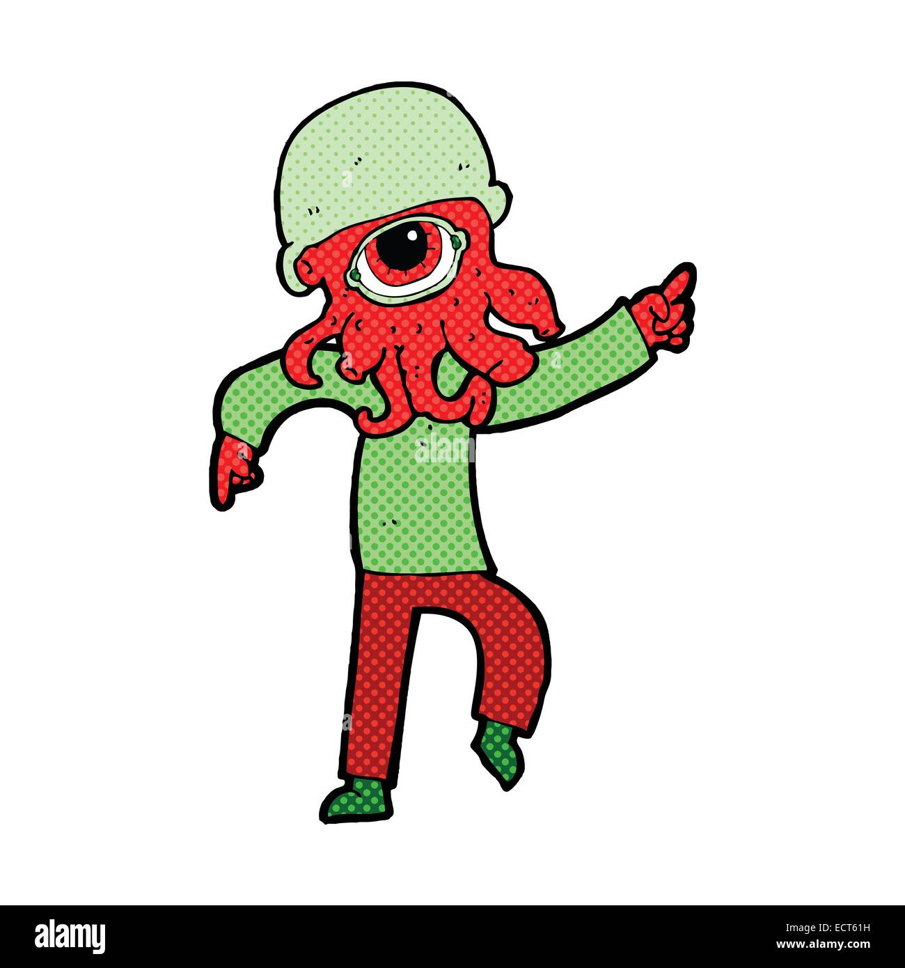 retro comic book style cartoon alien man dancing Stock Vector Image ...