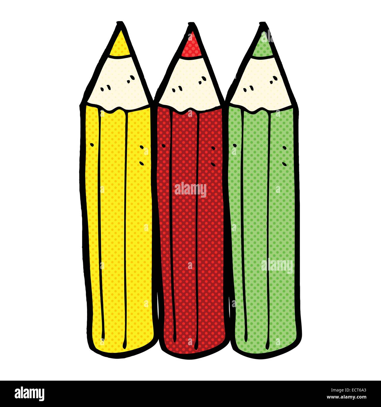 retro comic book style cartoon coloring pencils Stock Vector Image ...