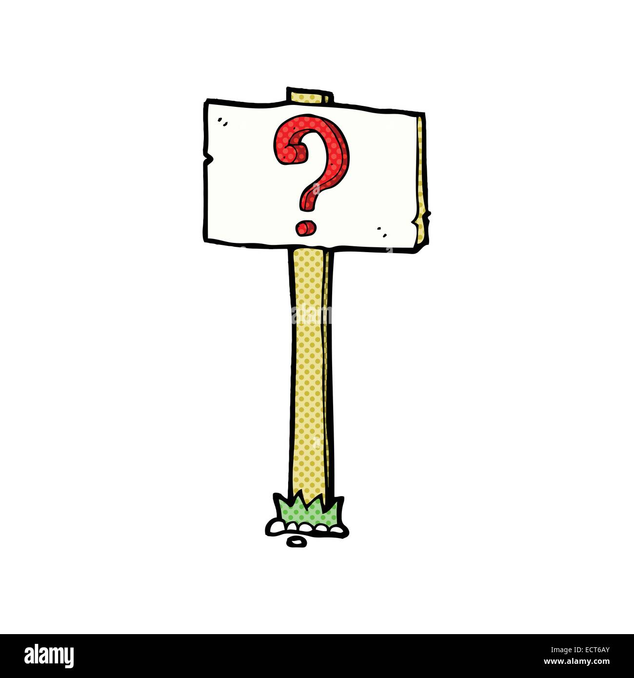 retro comic book style cartoon signpost with question mark Stock Vector ...