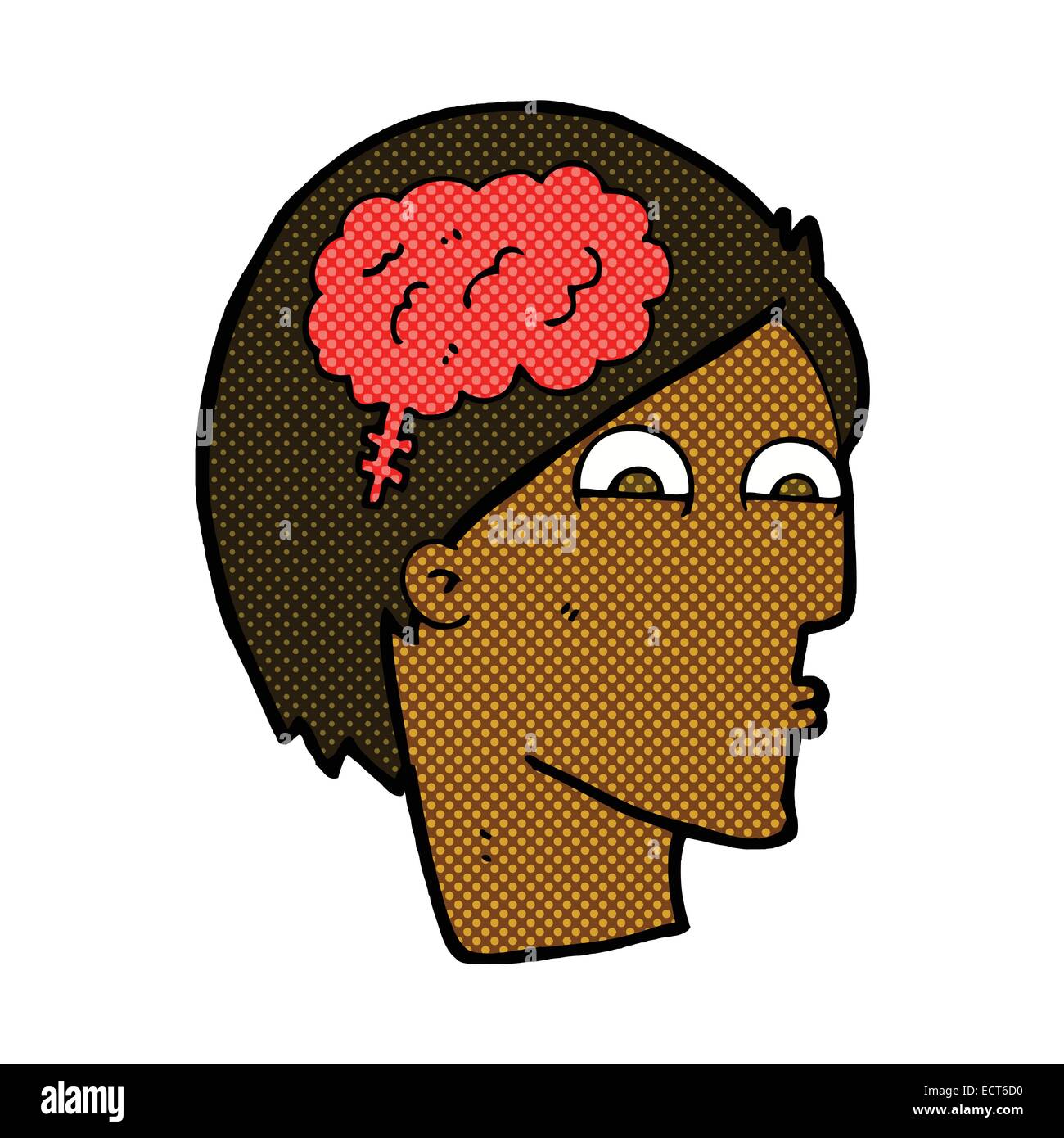 retro comic book style cartoon head with brain symbol Stock Vector ...