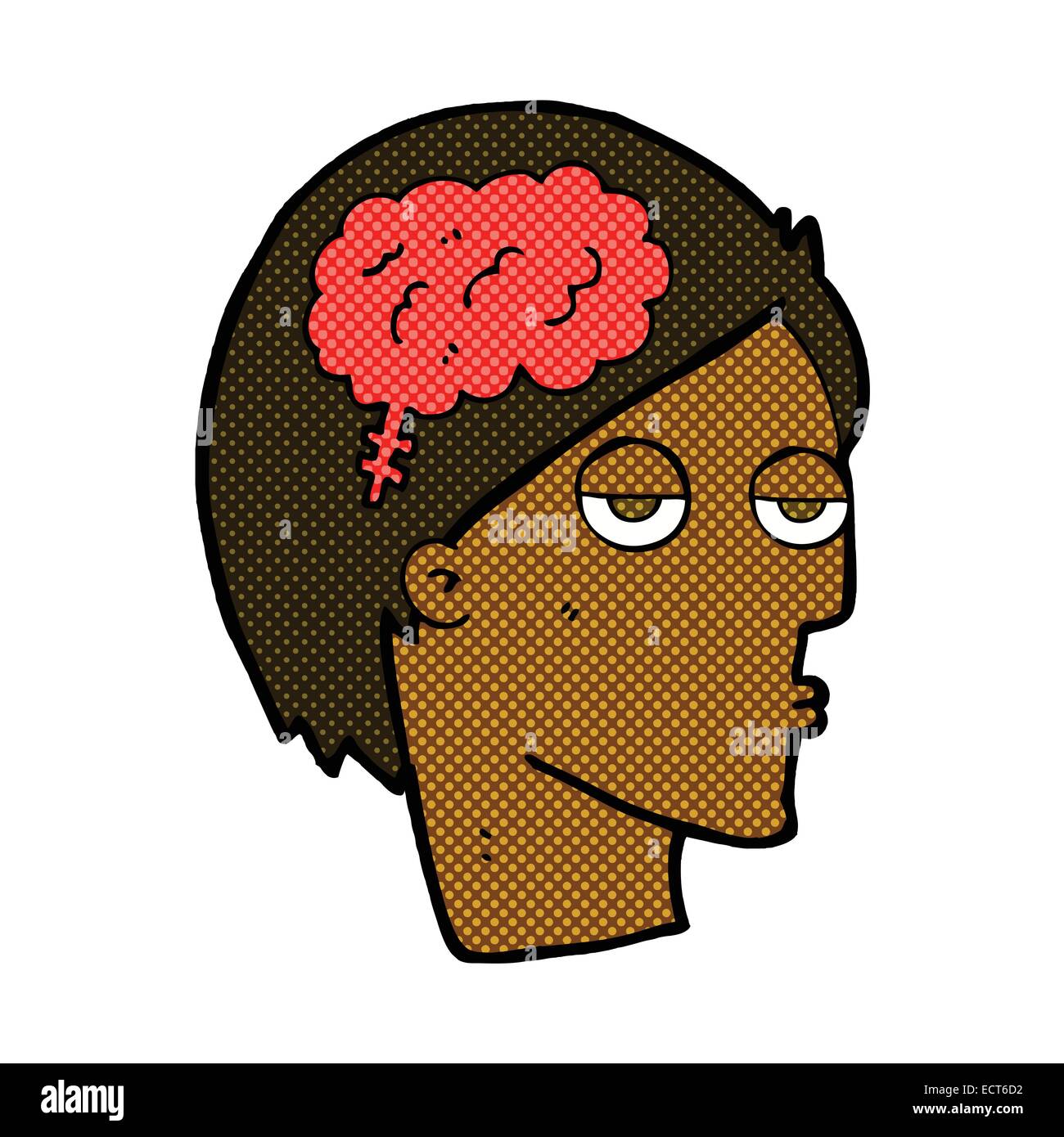 retro comic book style cartoon head with brain symbol Stock Vector ...