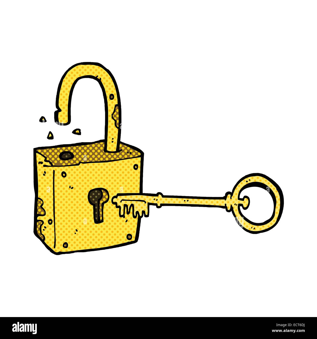 retro comic book style cartoon rusty old padlock Stock Vector Image ...