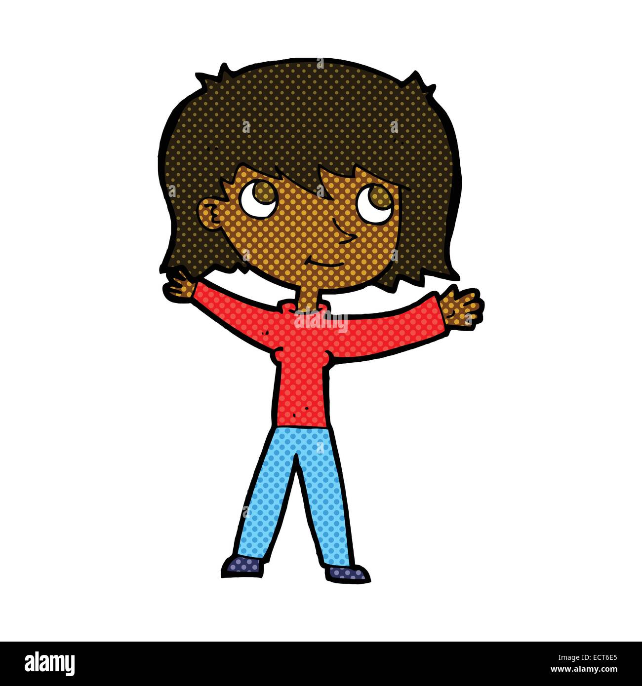 retro comic book style cartoon happy girl Stock Vector Image & Art - Alamy