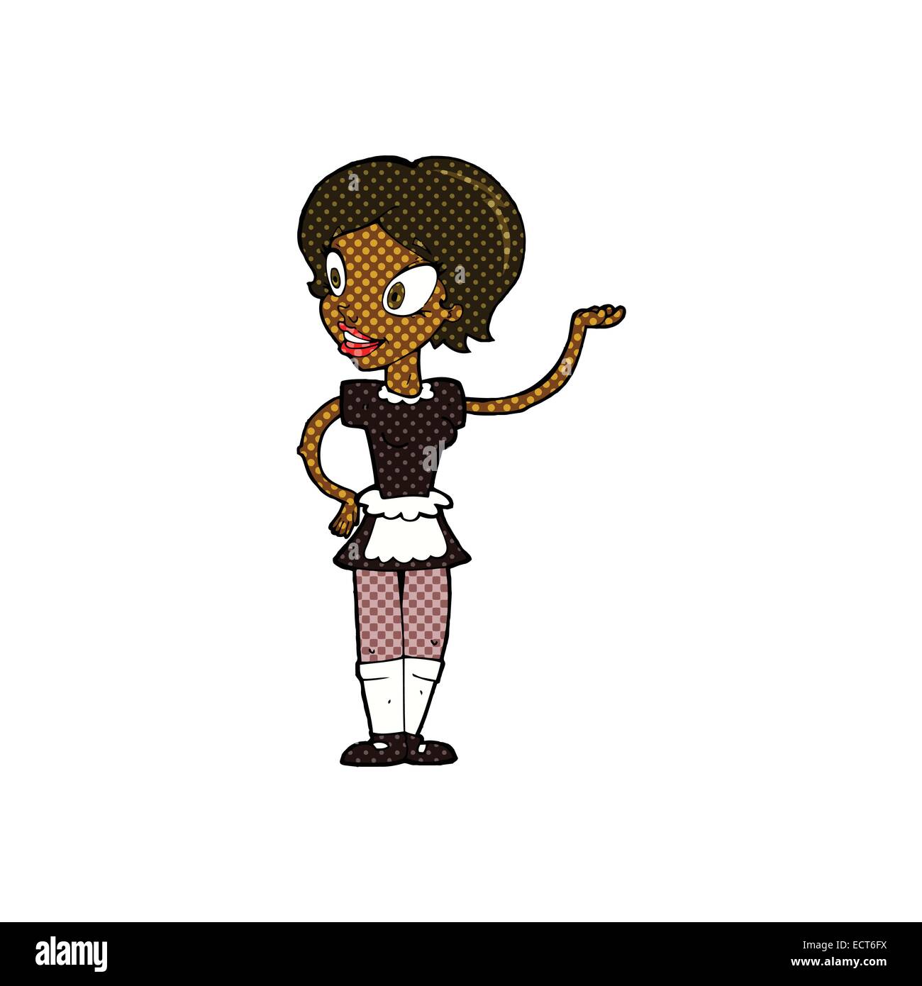 retro comic book style cartoon woman in maid costume Stock Vector Image ...