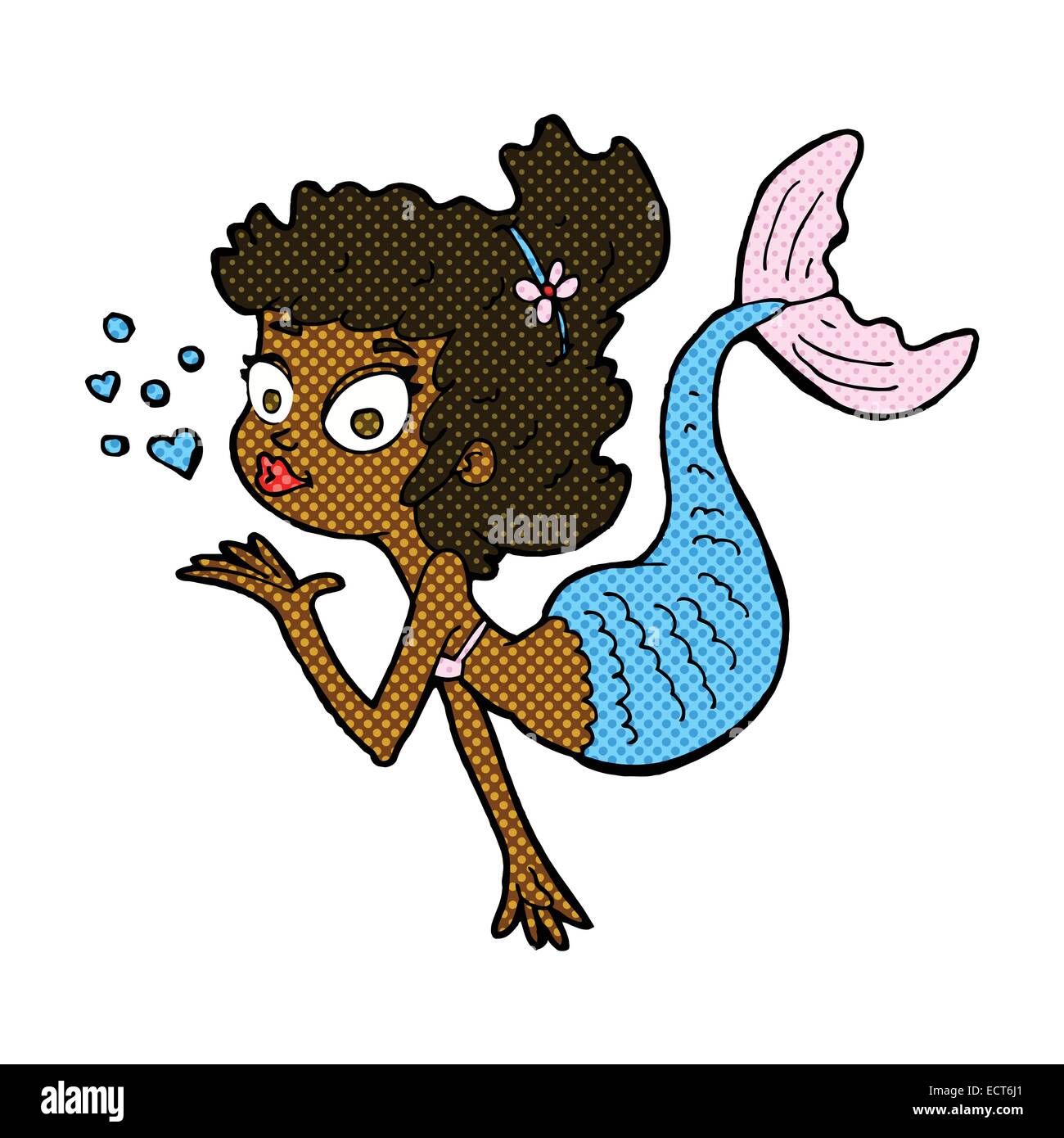 retro comic book style cartoon pretty mermaid Stock Vector Image & Art ...