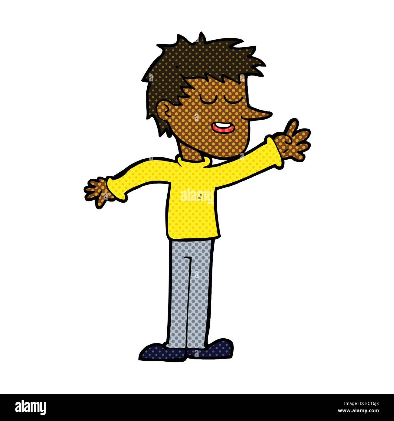 retro comic book style cartoon happy man reaching Stock Vector Image ...