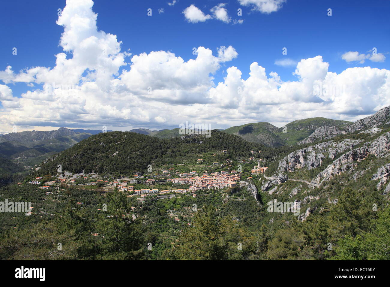 The medieval perched village of Peille, Cote d'Azur, Alpes-Maritimes ...