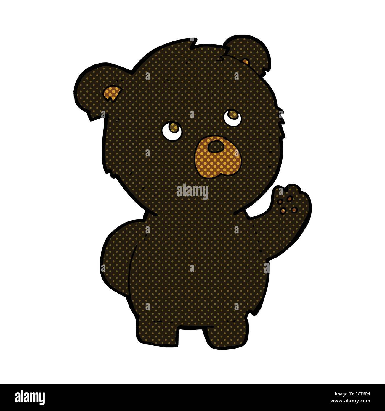 retro comic book style cartoon waving black bear Stock Vector Image ...