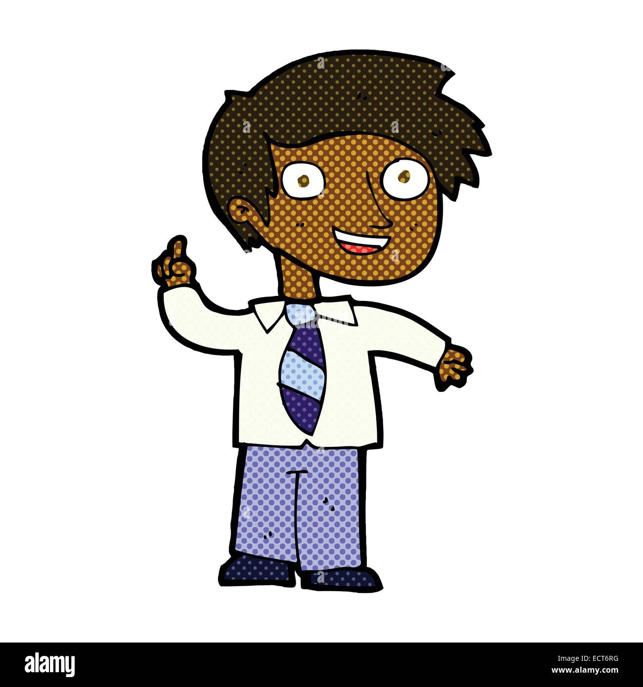 retro comic book style cartoon school boy with idea Stock Vector Image ...