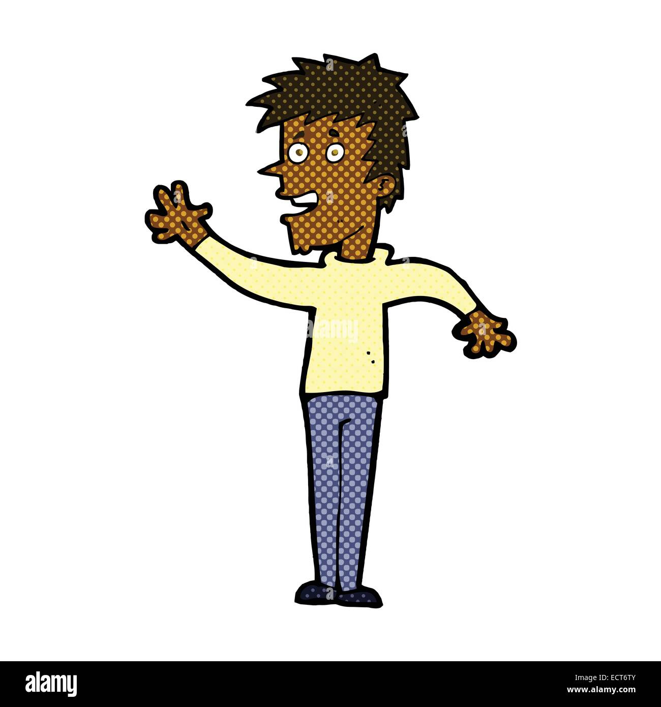 retro comic book style cartoon happy boy waving Stock Vector Image ...