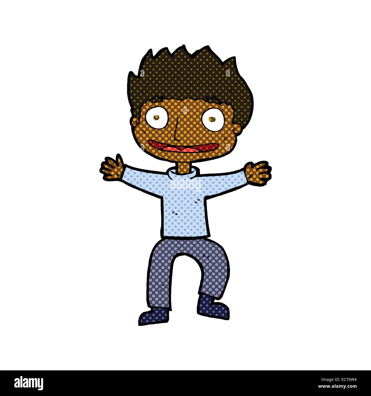 retro comic book style cartoon grinning boy Stock Vector Image & Art ...