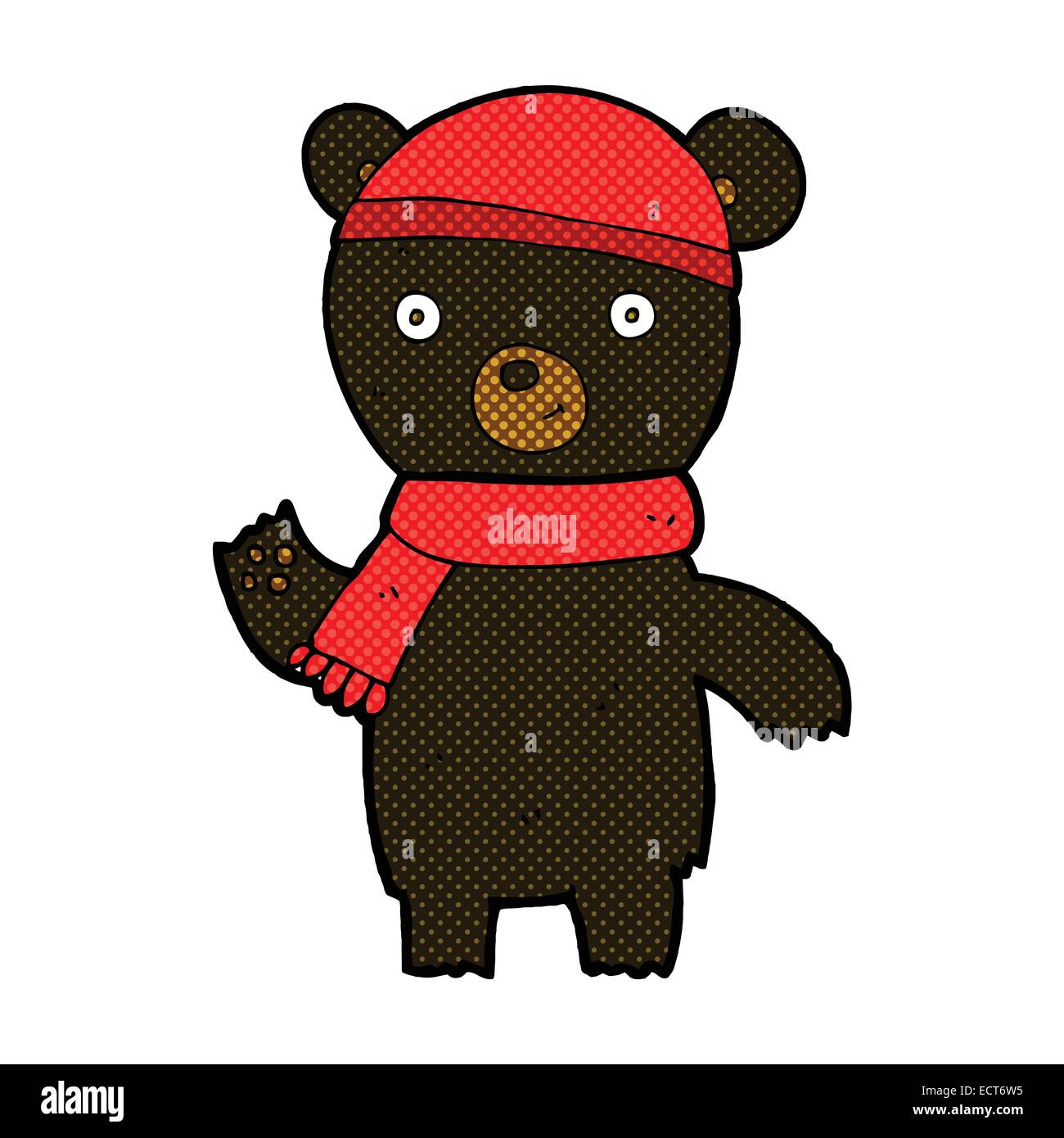retro comic book style cartoon waving black bear Stock Vector Image ...