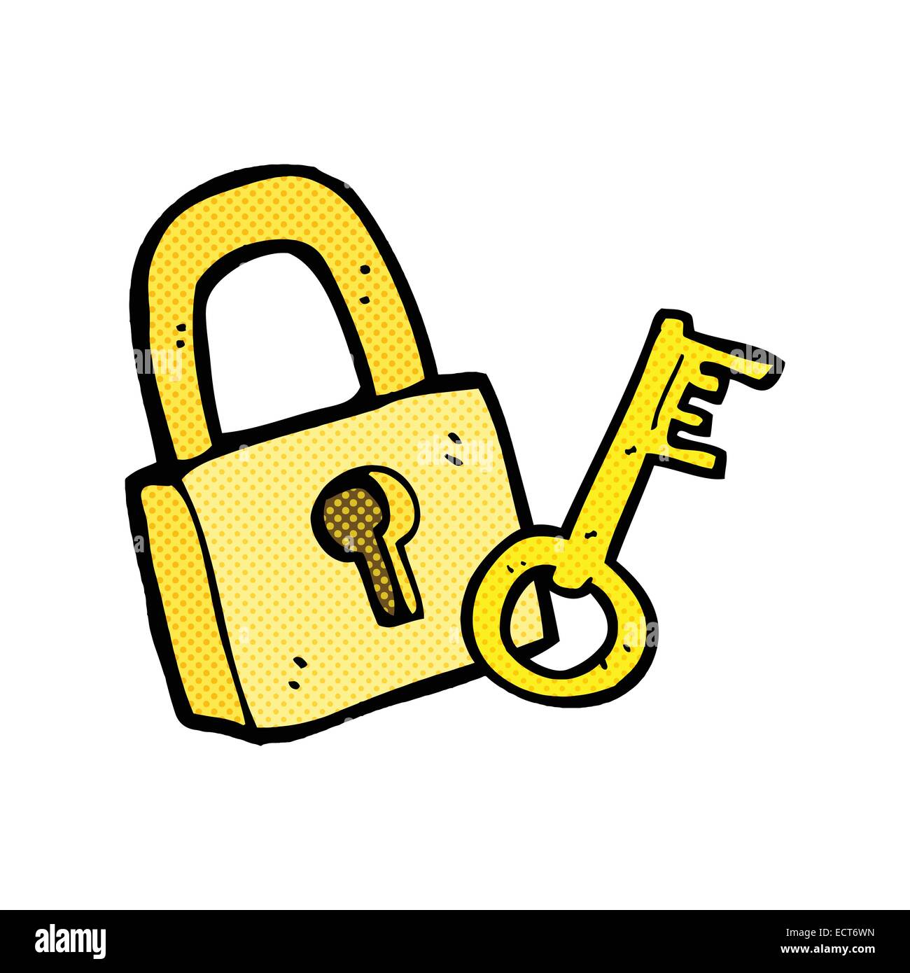 retro comic book style cartoon padlock and key Stock Vector Image & Art ...