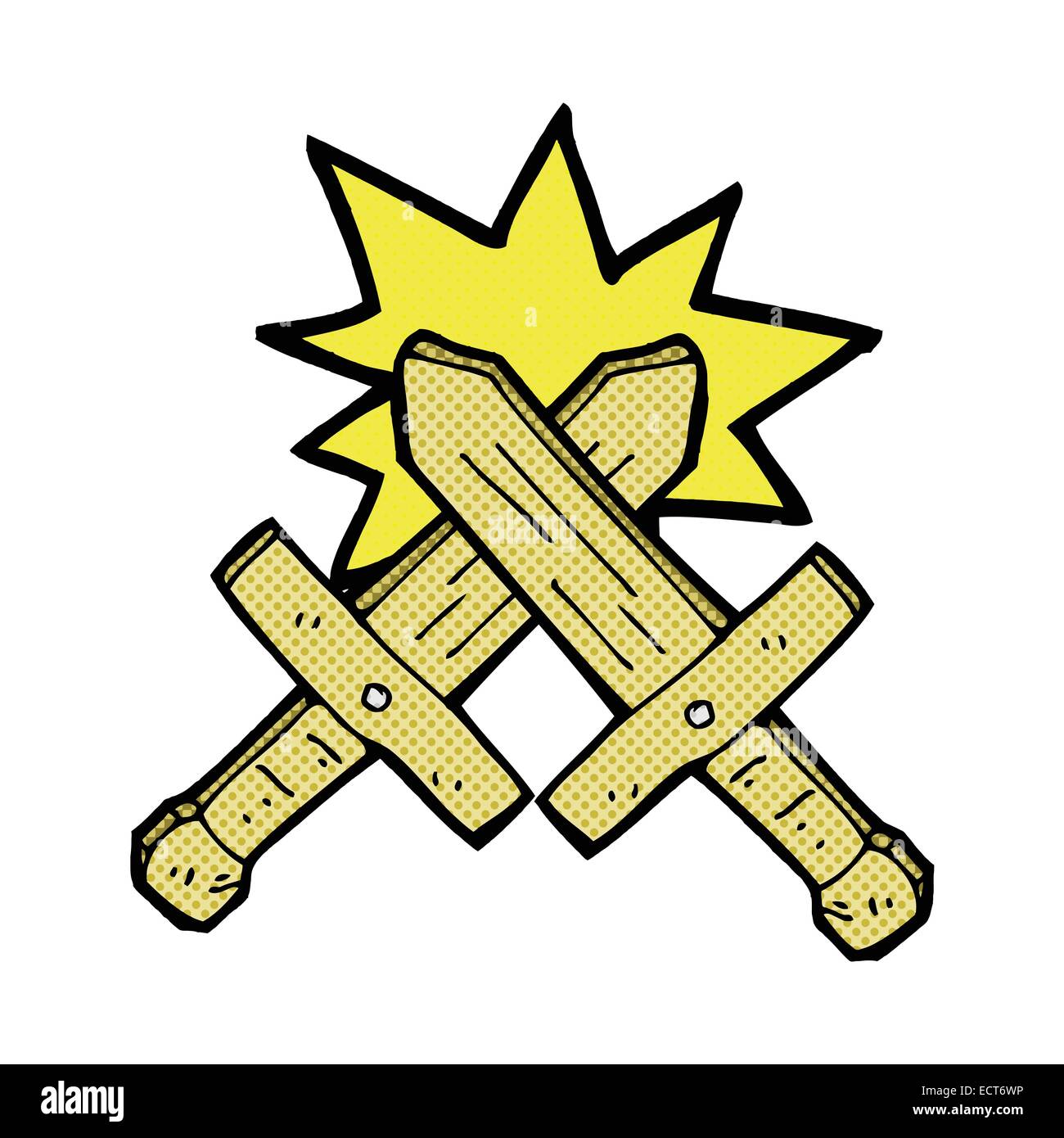 retro comic book style cartoon wooden sword fight Stock Vector Image ...