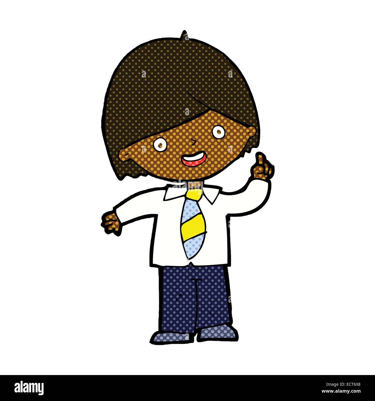 retro comic book style cartoon school boy answering question Stock ...