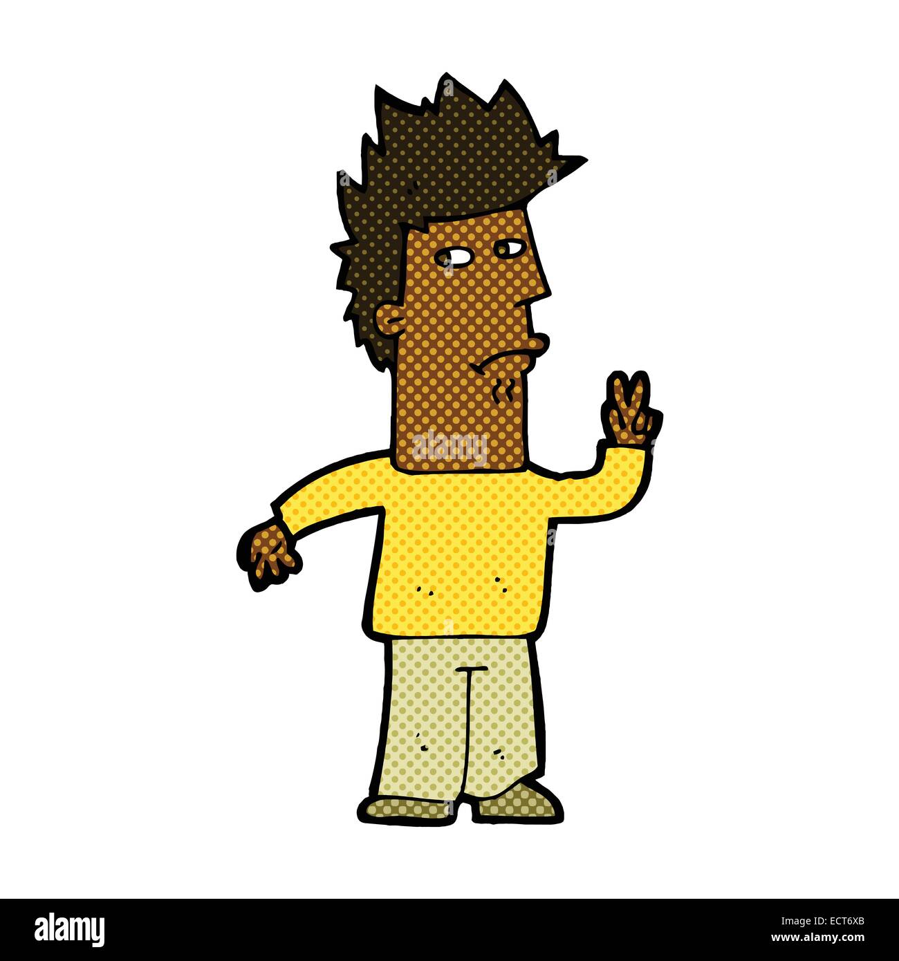 retro comic book style cartoon man giving peace sign Stock Vector Image ...