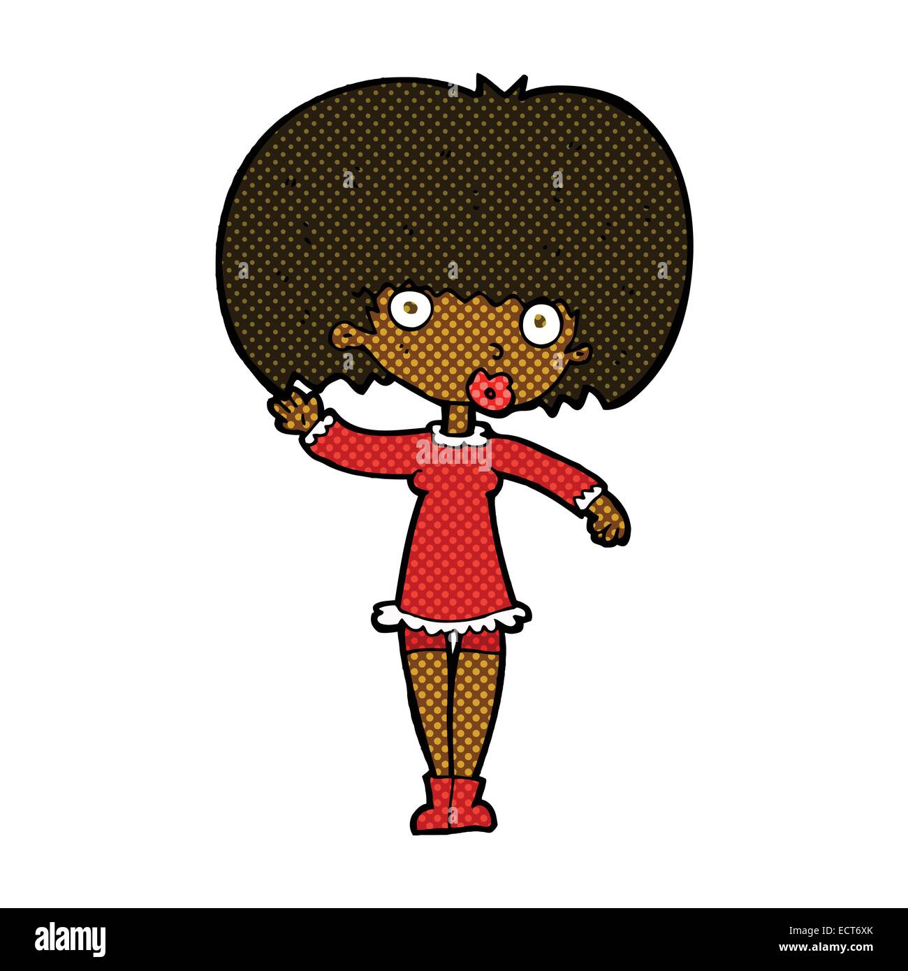 retro comic book style cartoon waving girl Stock Vector Image & Art - Alamy