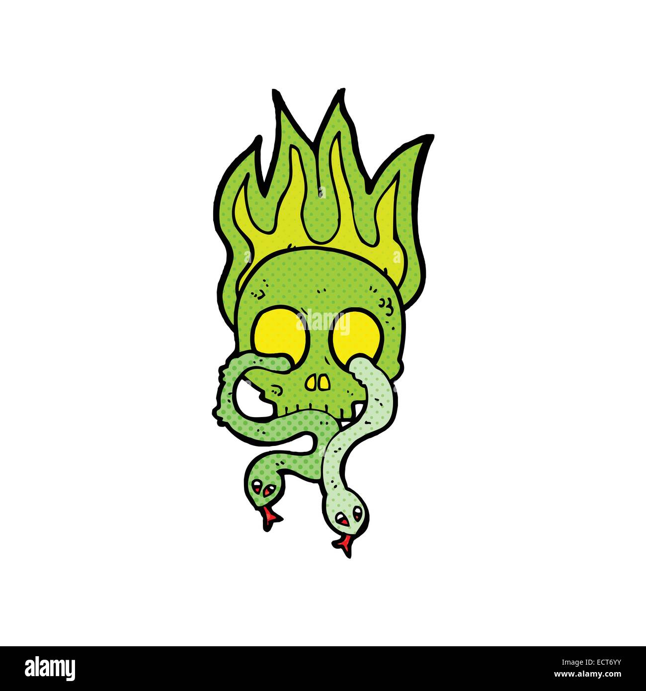 retro comic book style cartoon skull with snakes Stock Vector Image ...