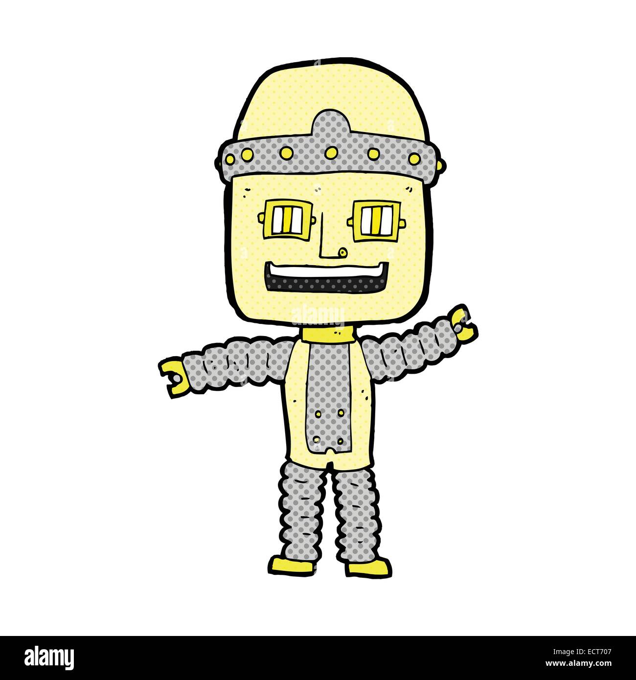 retro comic book style cartoon waving robot Stock Vector Image & Art ...