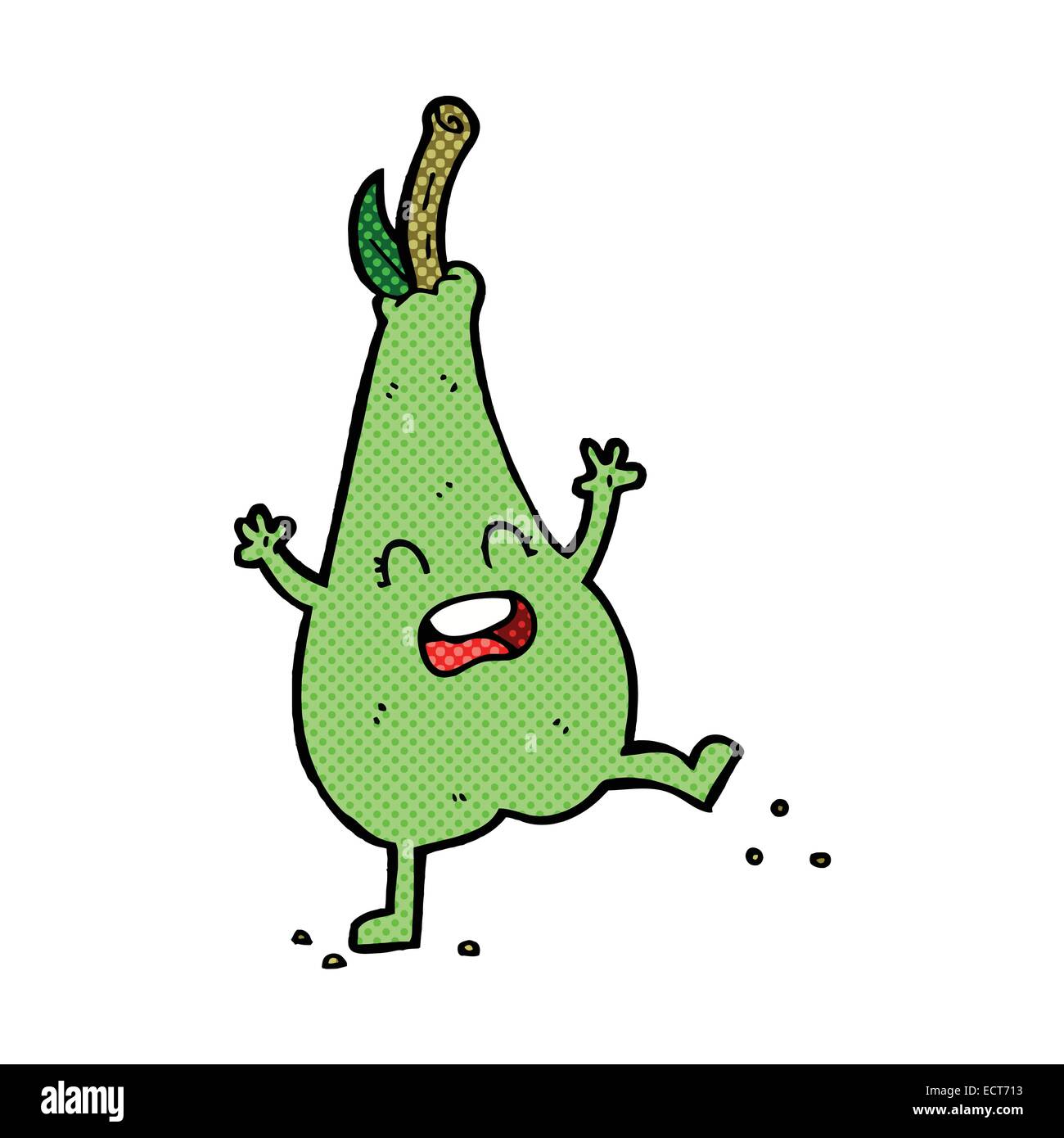 retro comic book style cartoon happy dancing pear Stock Vector Image ...
