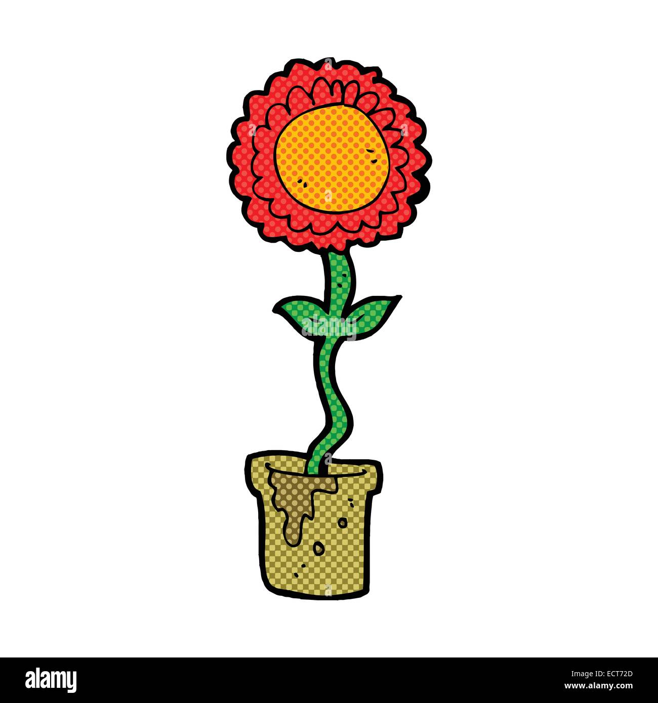 retro comic book style cartoon flower with face Stock Vector Image ...