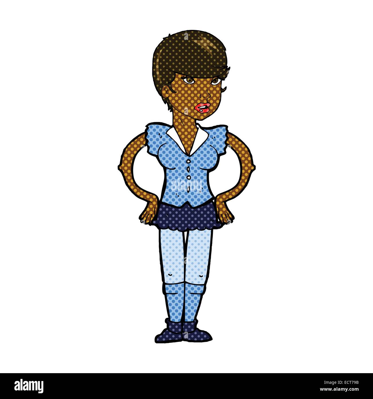 retro comic book style cartoon woman with hands on hips Stock Vector ...