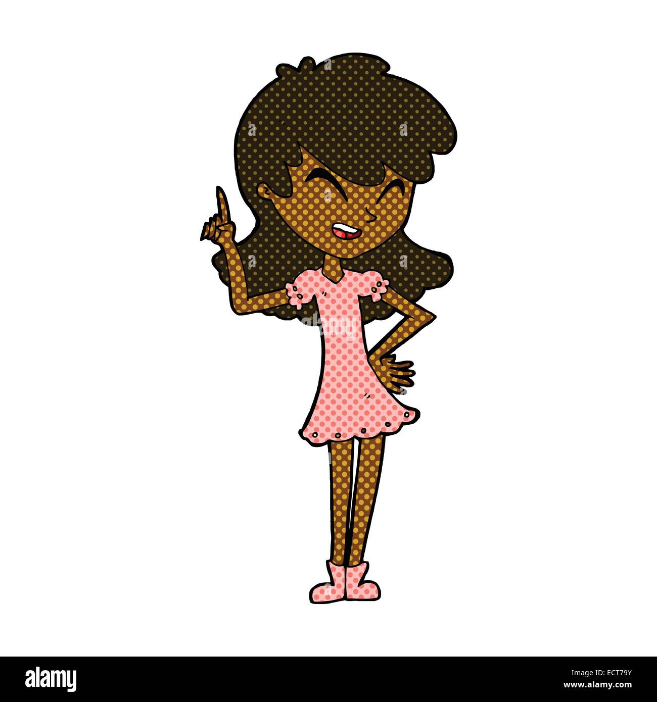 retro comic book style cartoon girl making point Stock Vector Image ...