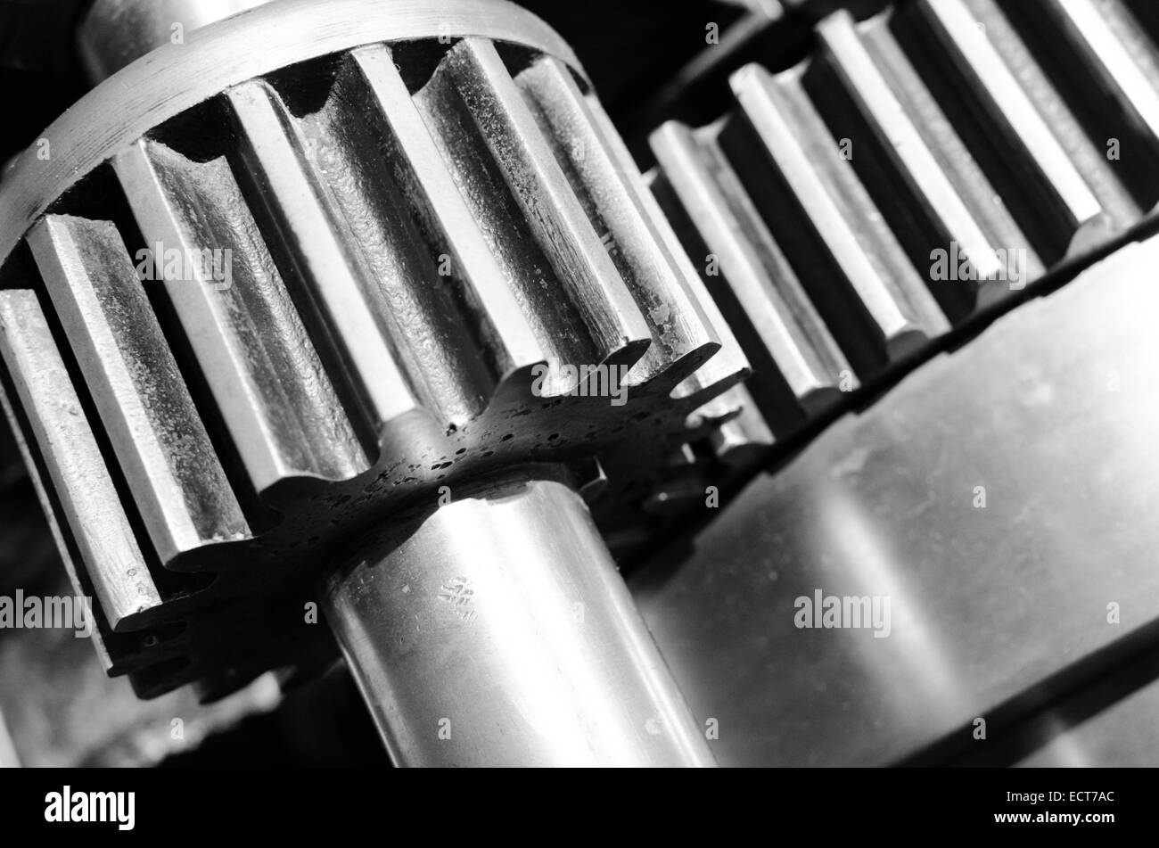 Gears transmission cog wheels Black and White Stock Photos & Images - Alamy