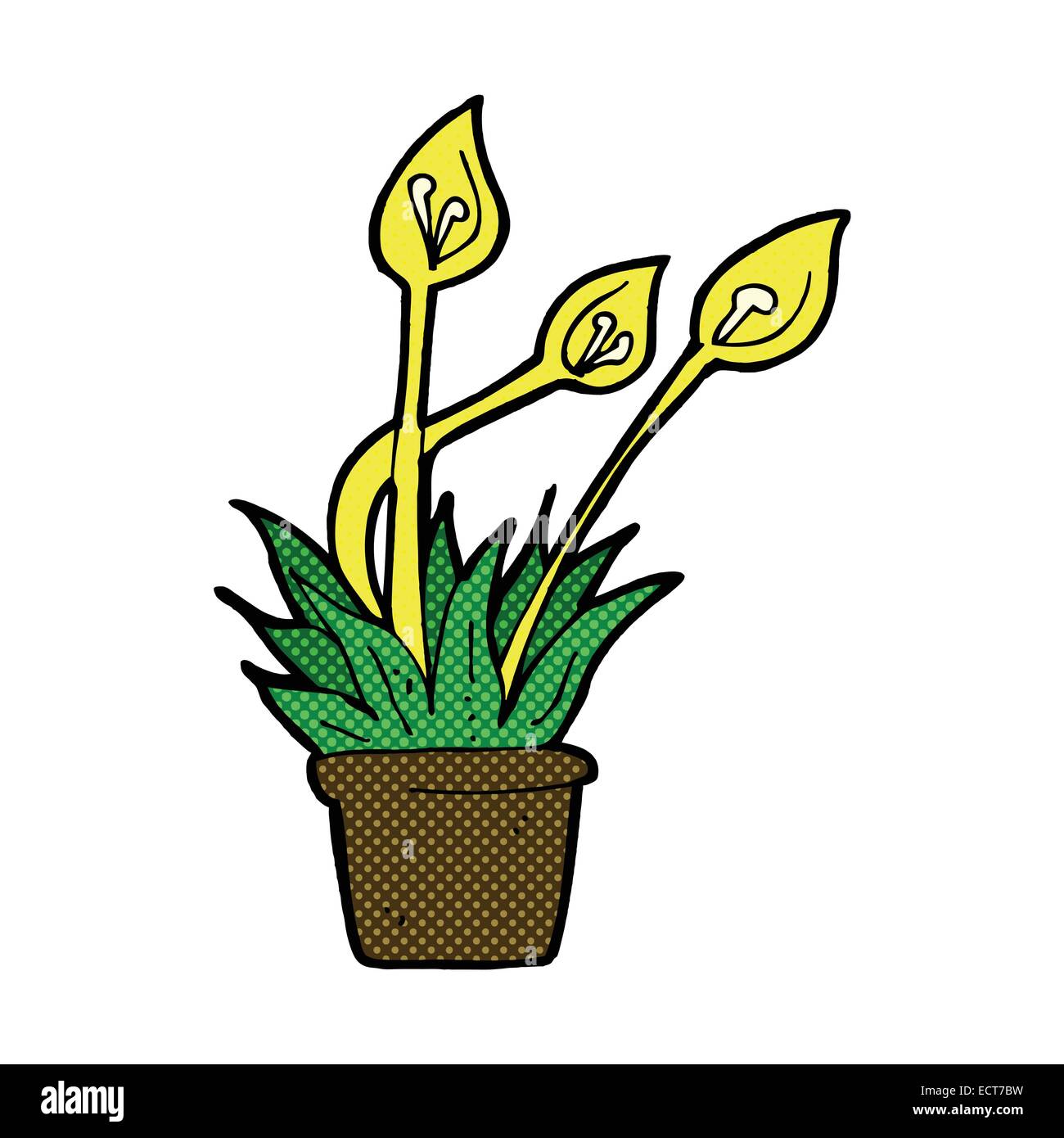 retro comic book style cartoon orchid plant Stock Vector Image & Art ...