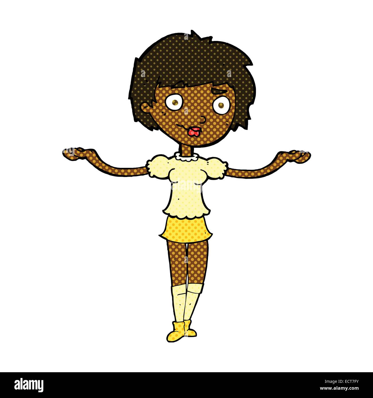 retro comic book style cartoon woman spreading arms Stock Vector Image ...