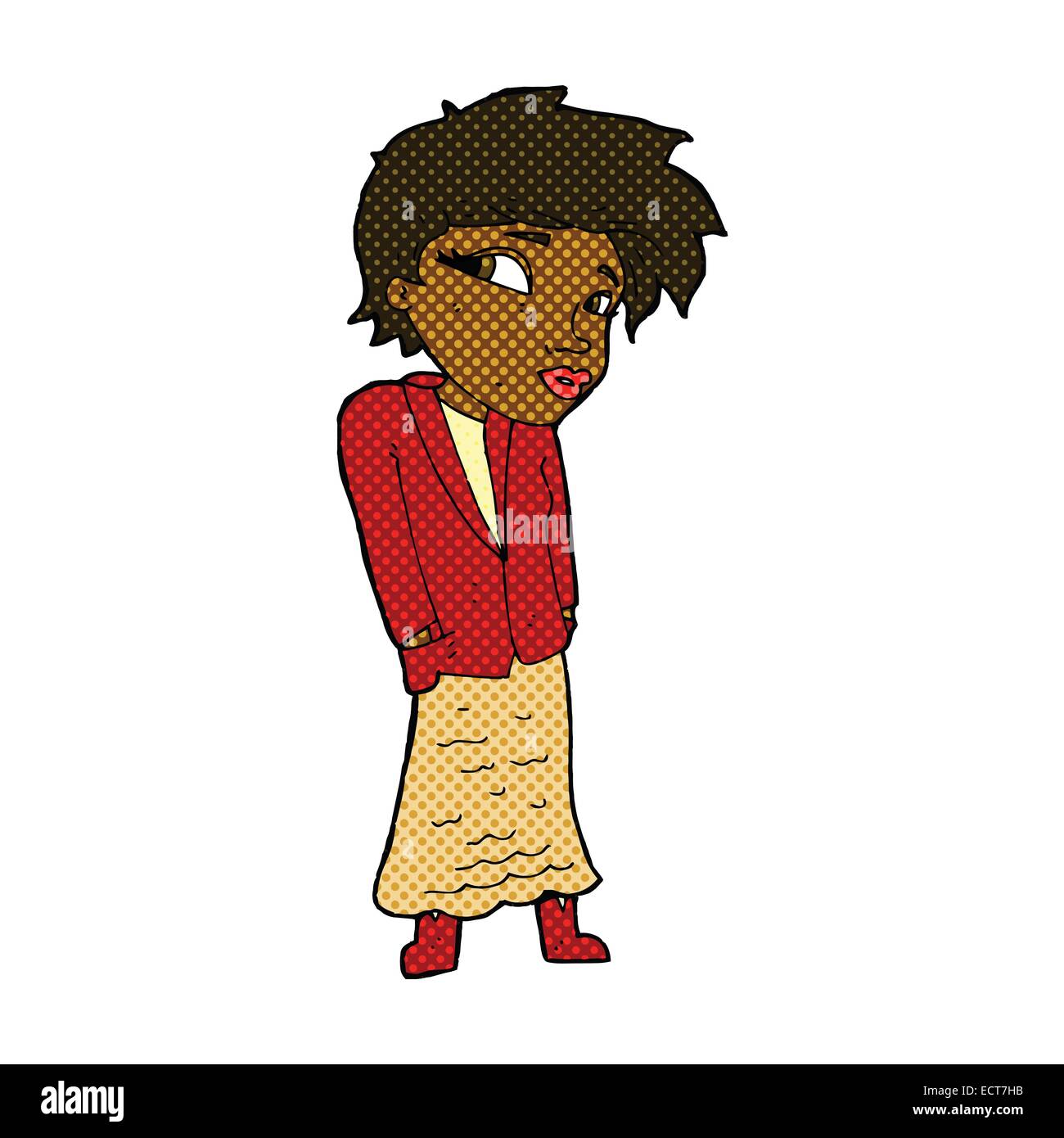 retro comic book style cartoon woman with hands in pockets Stock Vector ...