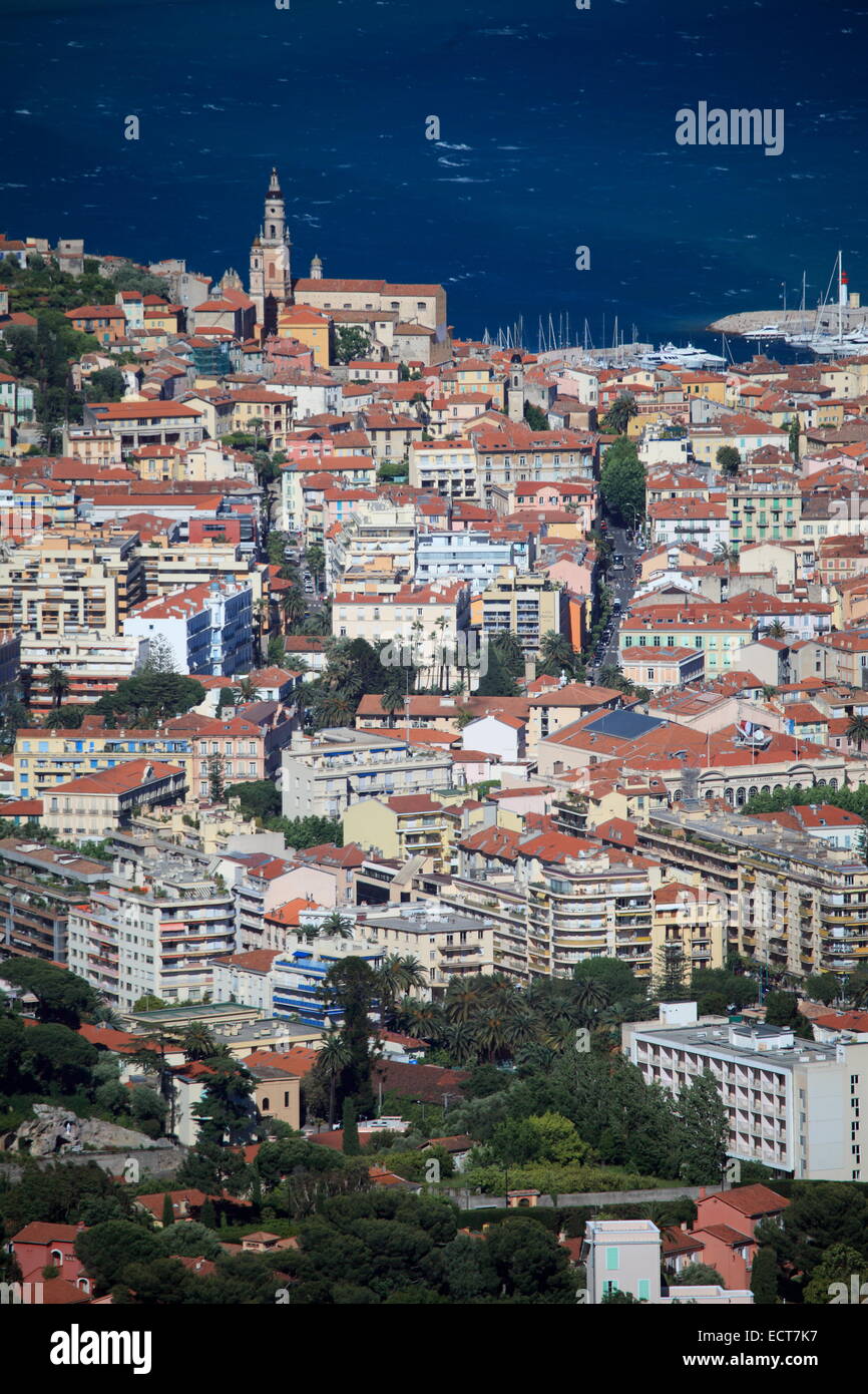 Top view above the city of Menton, French Riviera Stock Photo - Alamy