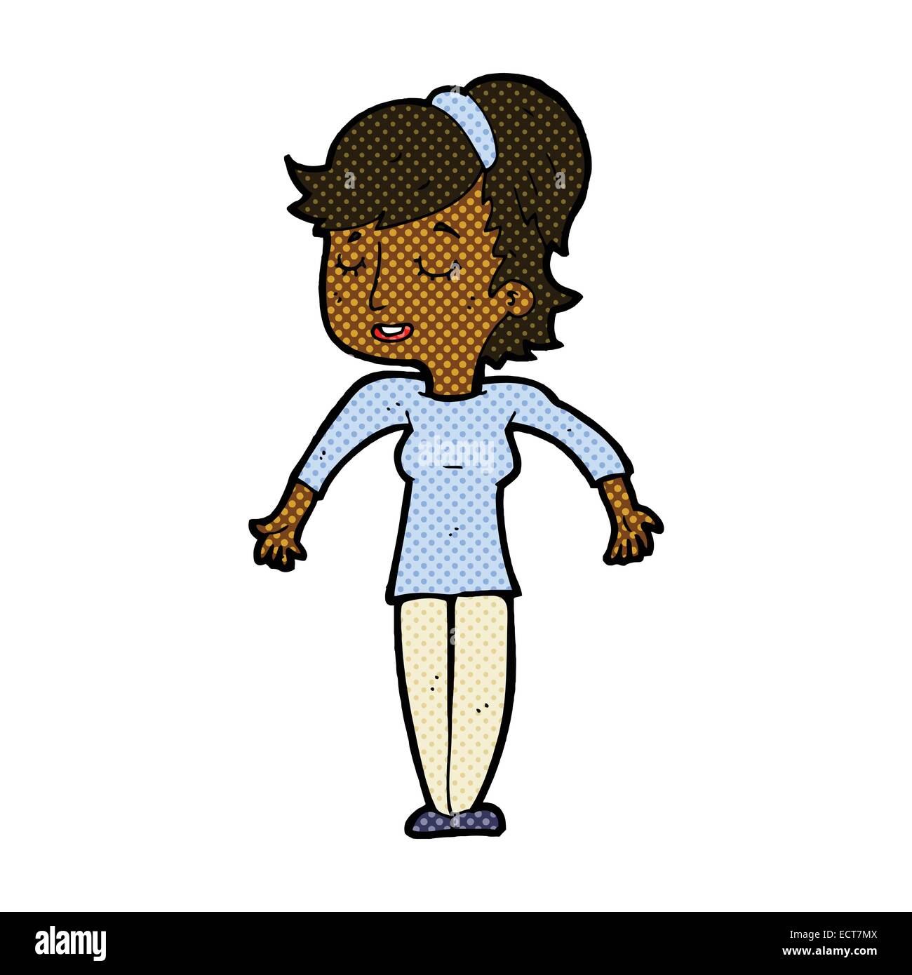 retro comic book style cartoon friendly woman shrugging shoulders Stock ...