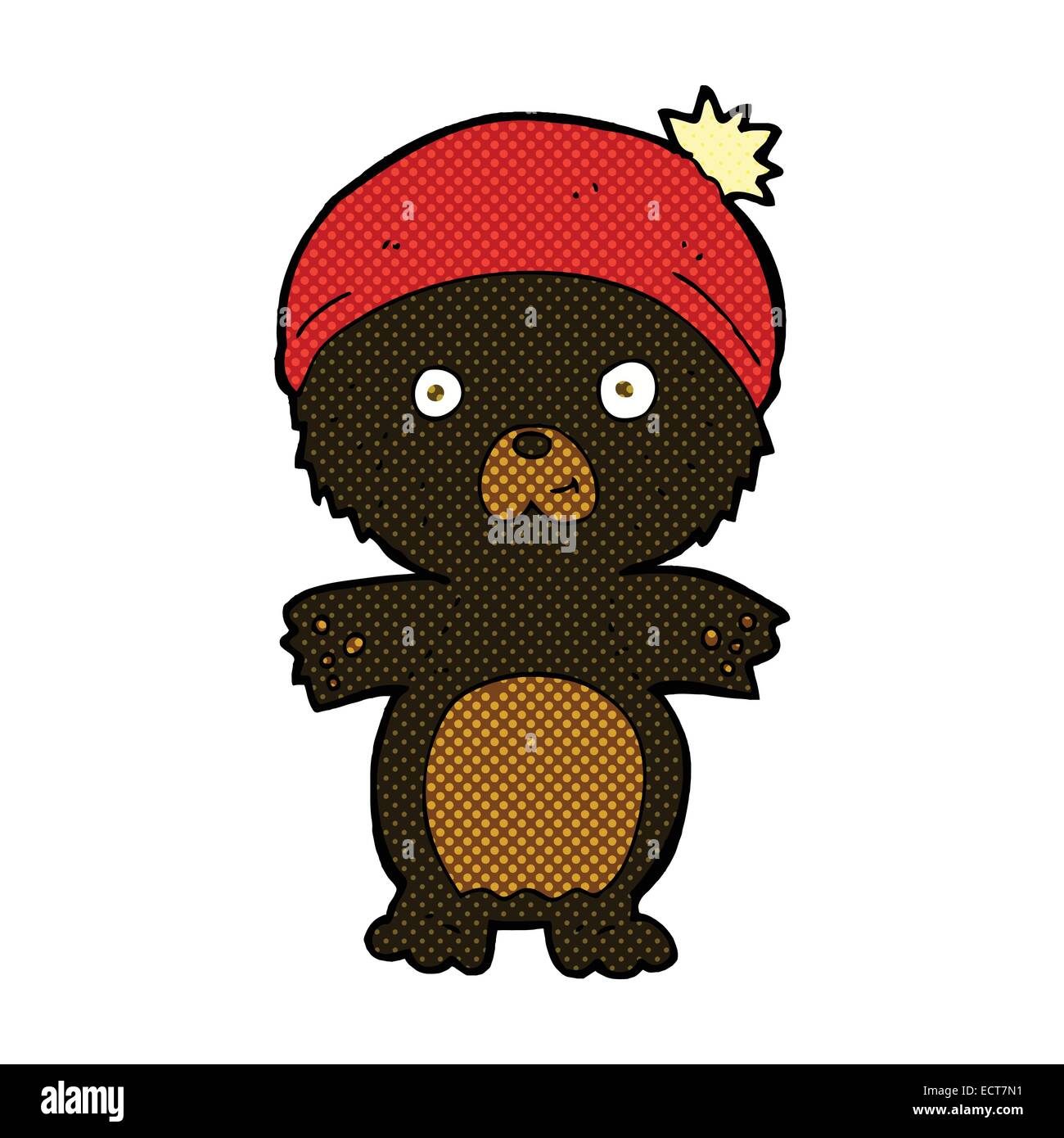 retro comic book style cartoon cute black bear in hat Stock Vector ...